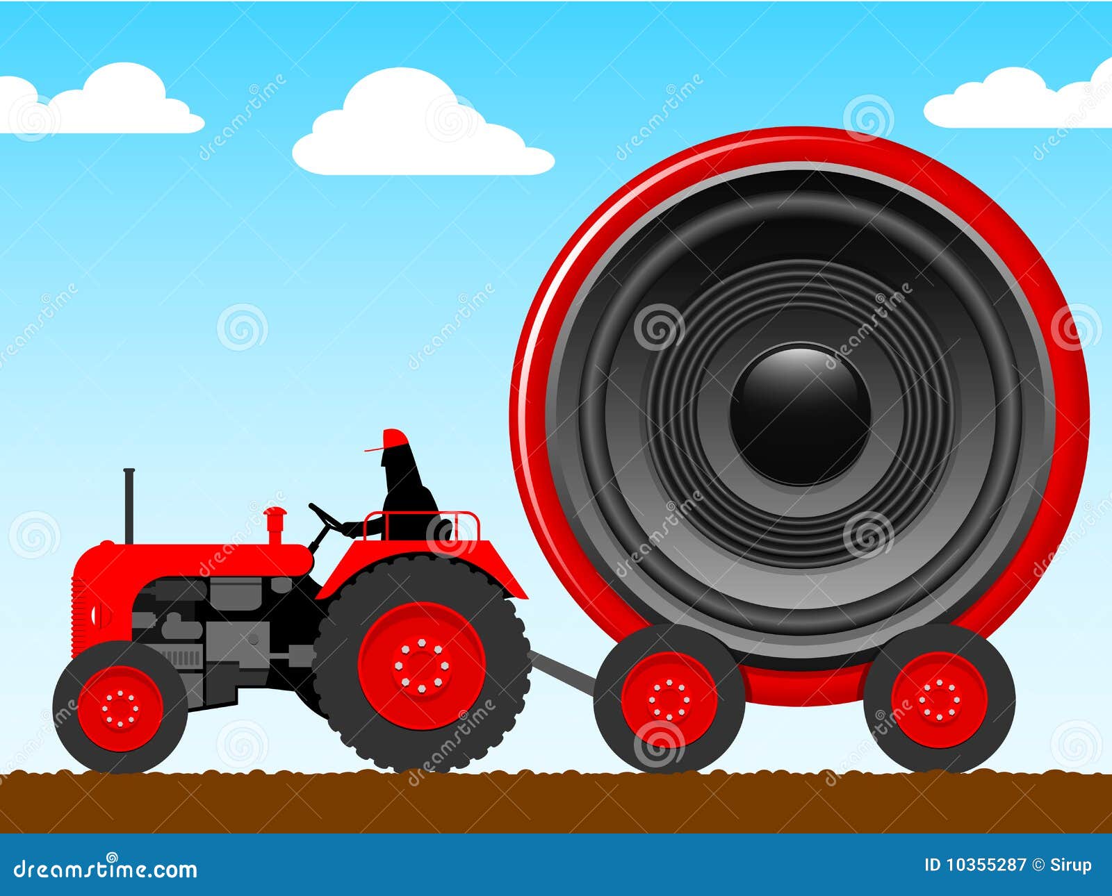 Tractor Pulling Trailer With Hay Banner Cartoon Vector | CartoonDealer ...