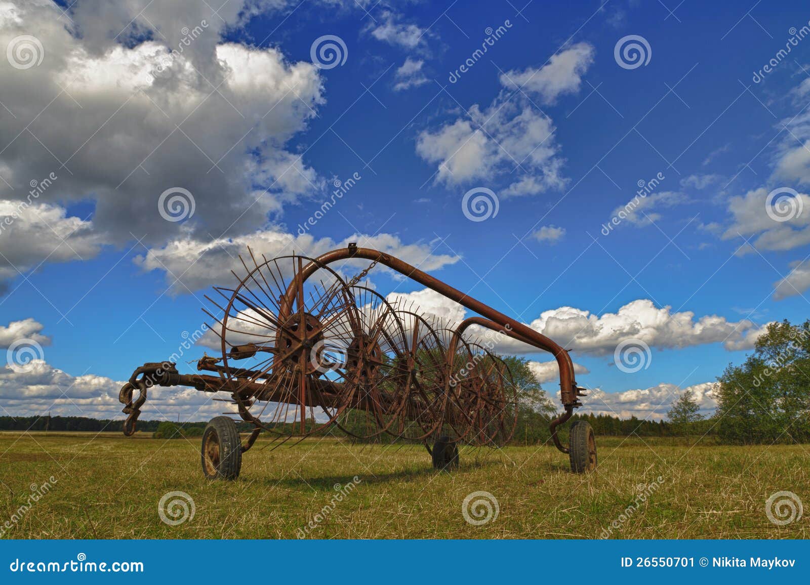 Tractor rake stock image. Image of harvesting, antique - 26550701