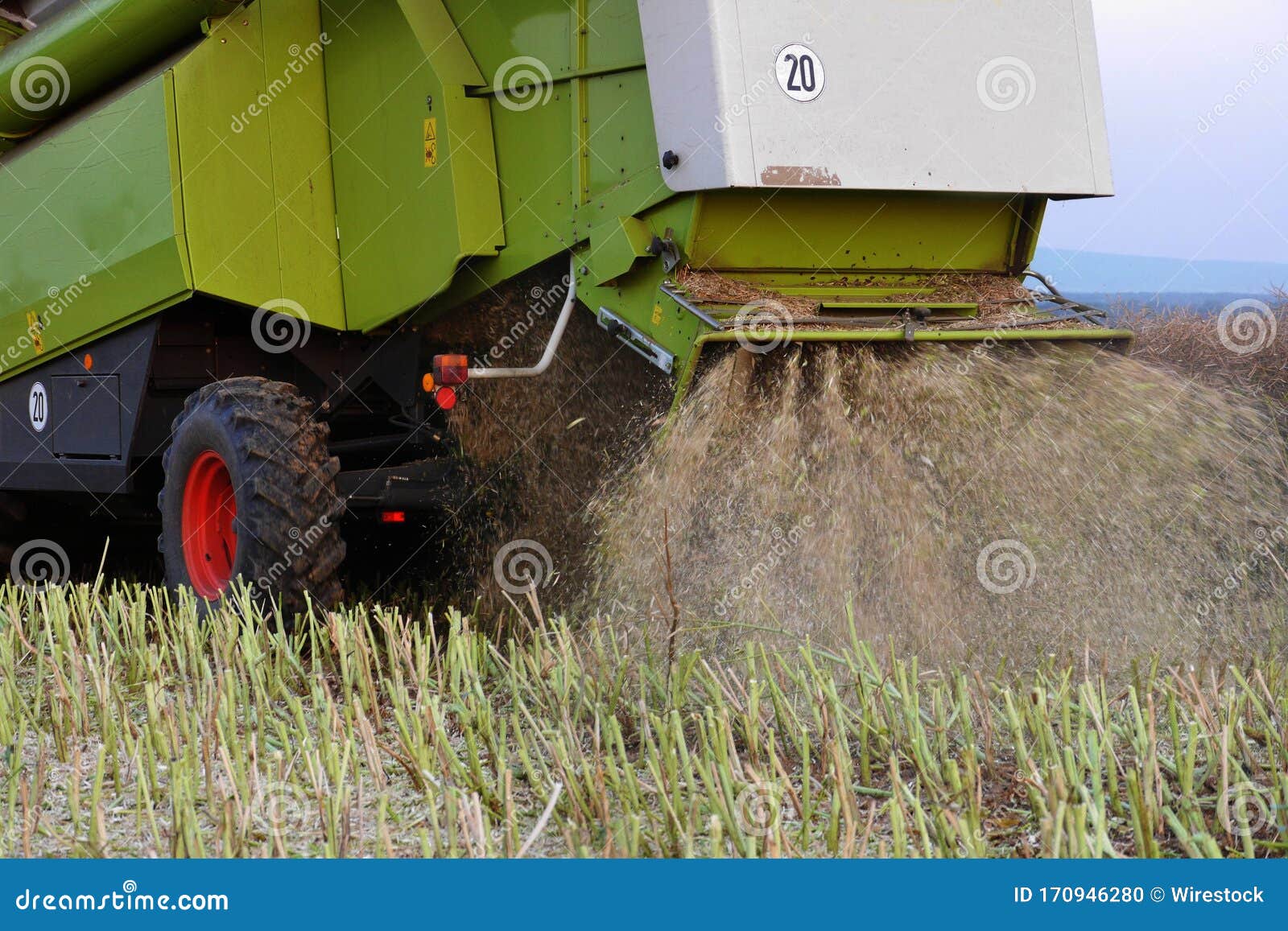 Tractor Reaping the Wheat Spikes Out of the Fields Stock Photo - Image ...