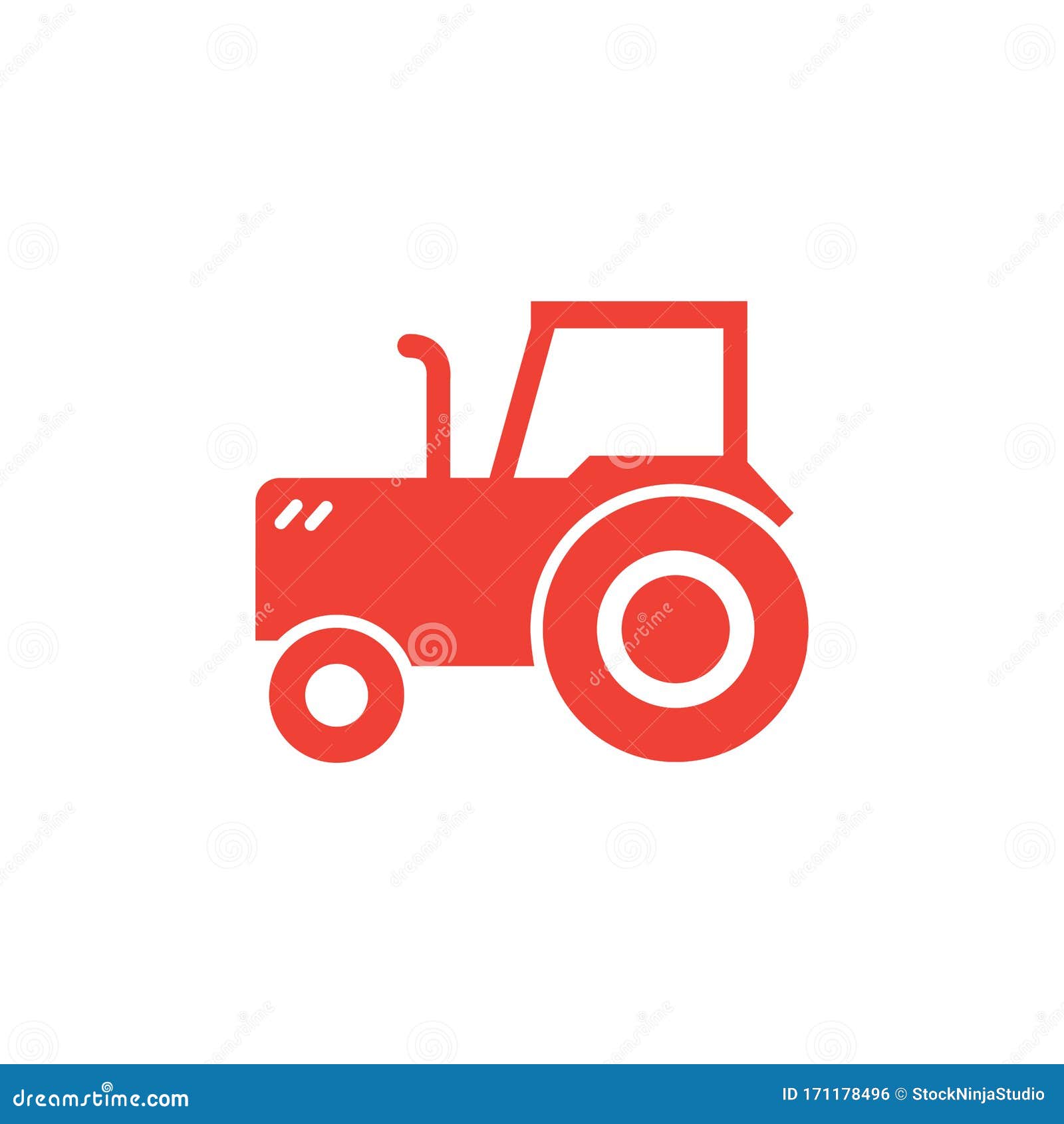 Tractor Red Icon on White Background. Red Flat Style Vector ...