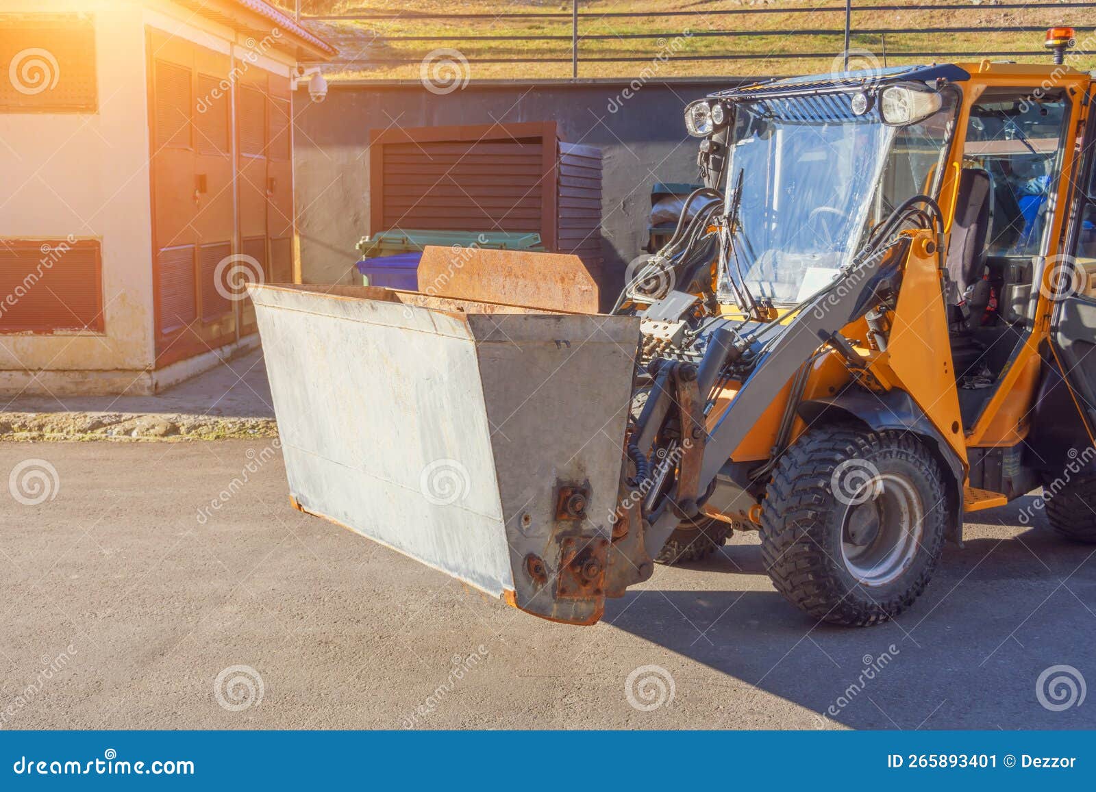 Tractor with Removable Bucket, for Garbage and Waste Stock Image ...