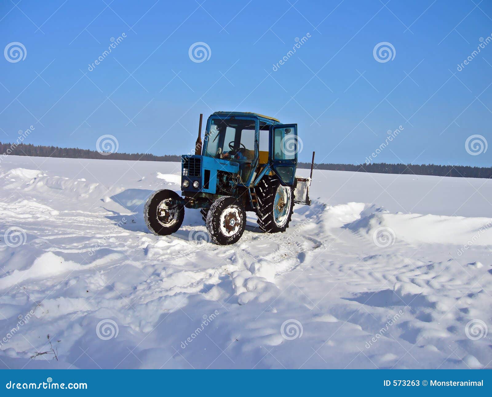 Tractor Removing Snow in the Winter Stock Image - Image of excavator ...