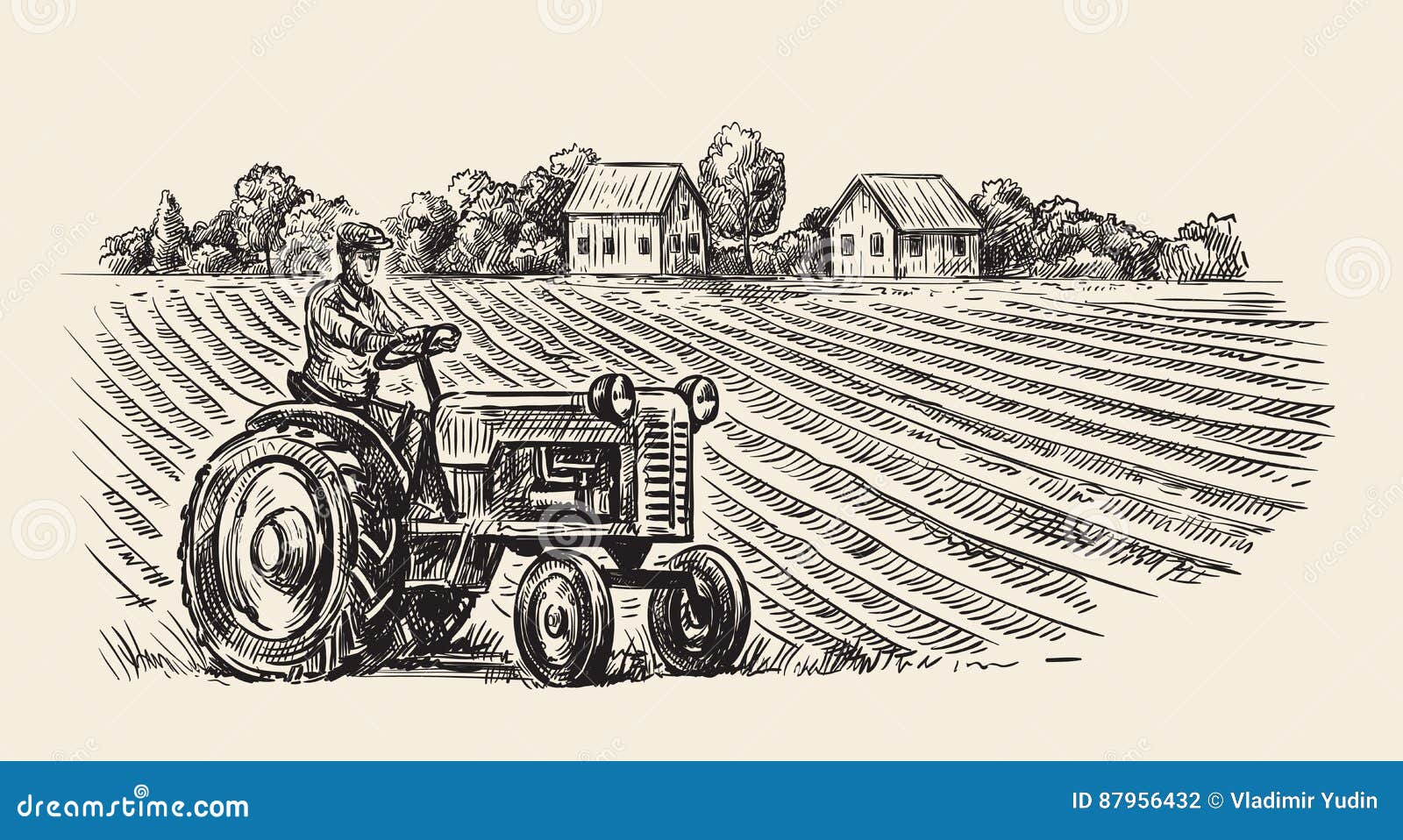 Tractor retro del vector ilustración del vector. Ilustración de objeto ...