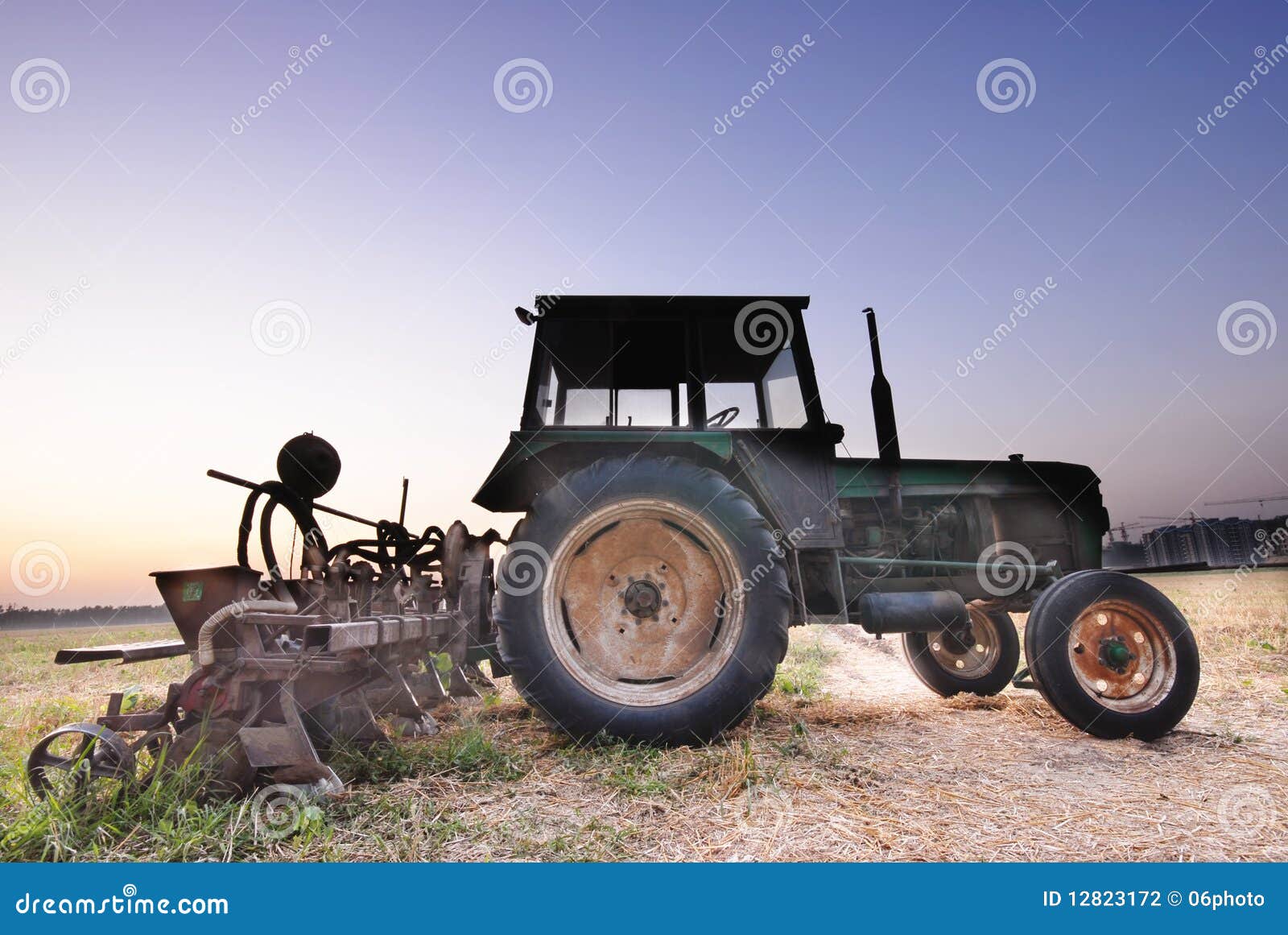 Tractor on road stock photo. Image of plough, ranch, farming - 12823172