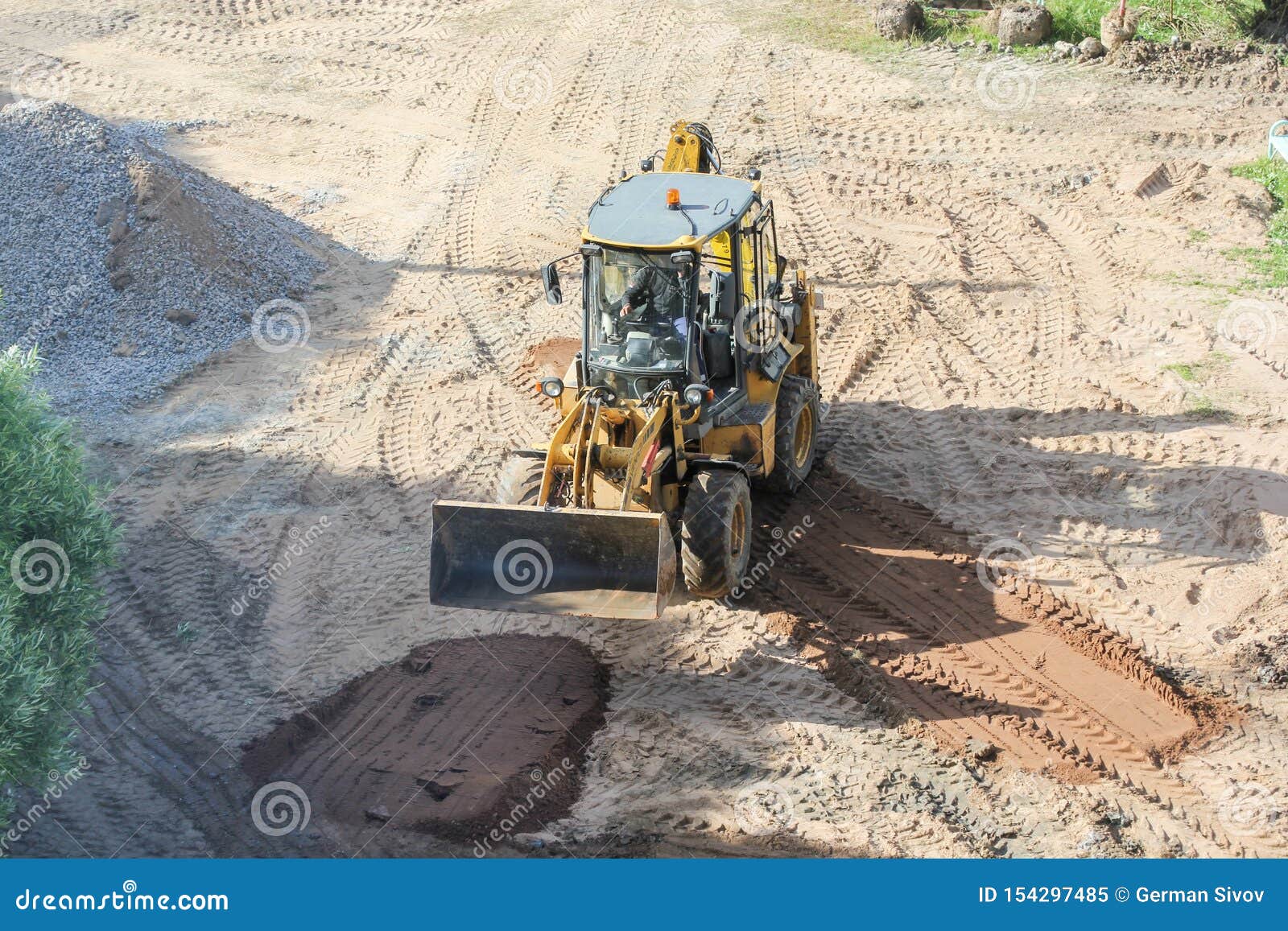 Tractor on the sand layout editorial image. Image of equipment - 154297485