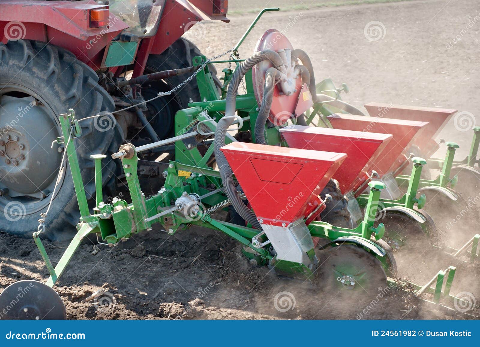 Tractor and seeder stock photo. Image of fieldwork, tool - 24561982