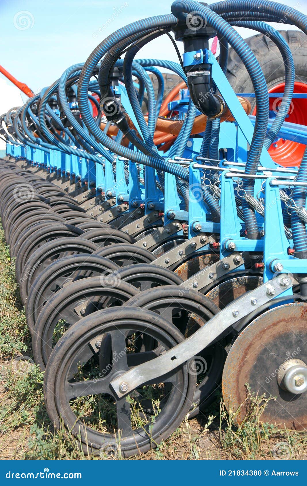 Tractor and Seeder Planting Crops on a Field Stock Photo - Image of ...