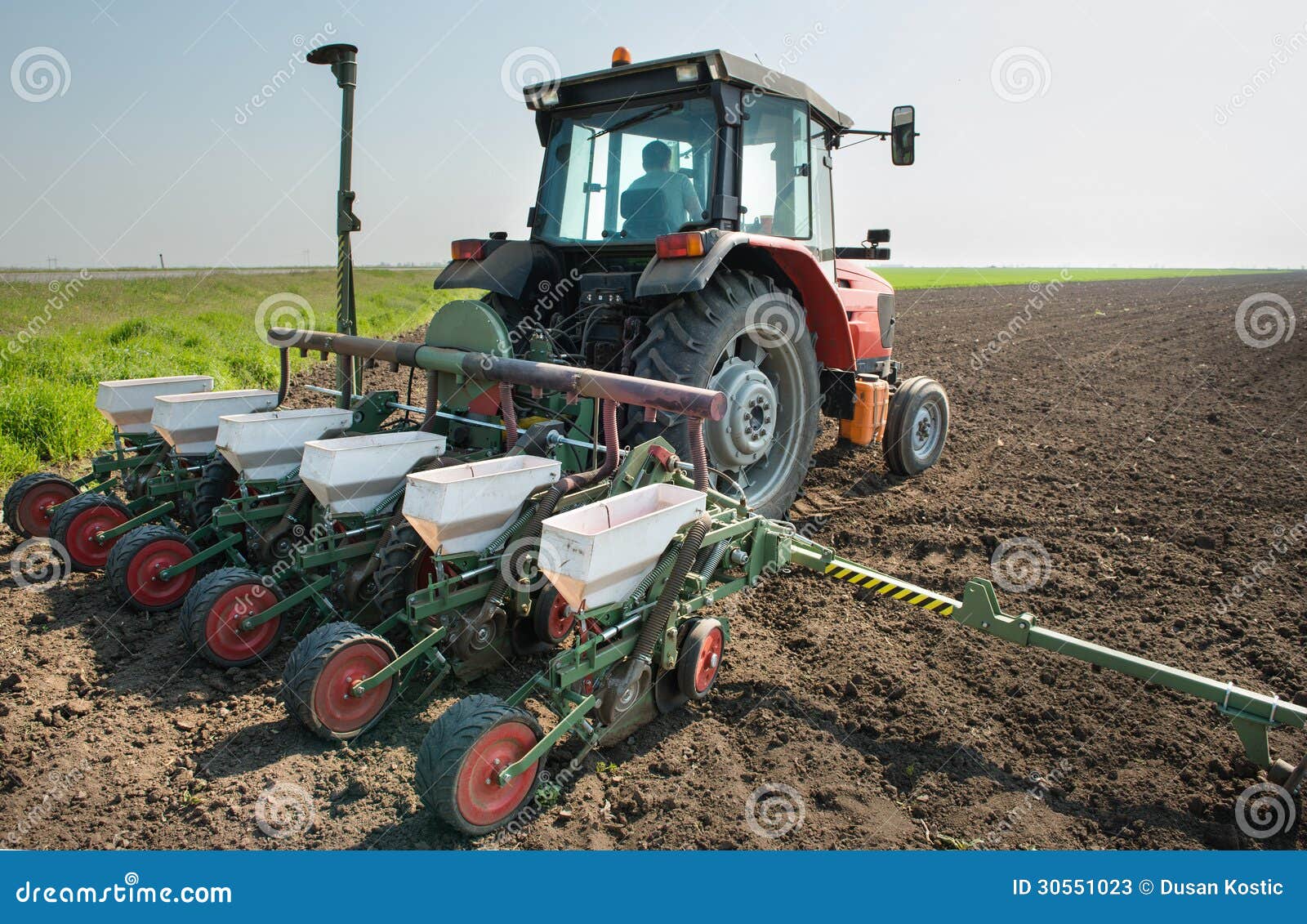 Tractor and seeder stock image. Image of agriculture - 30551023