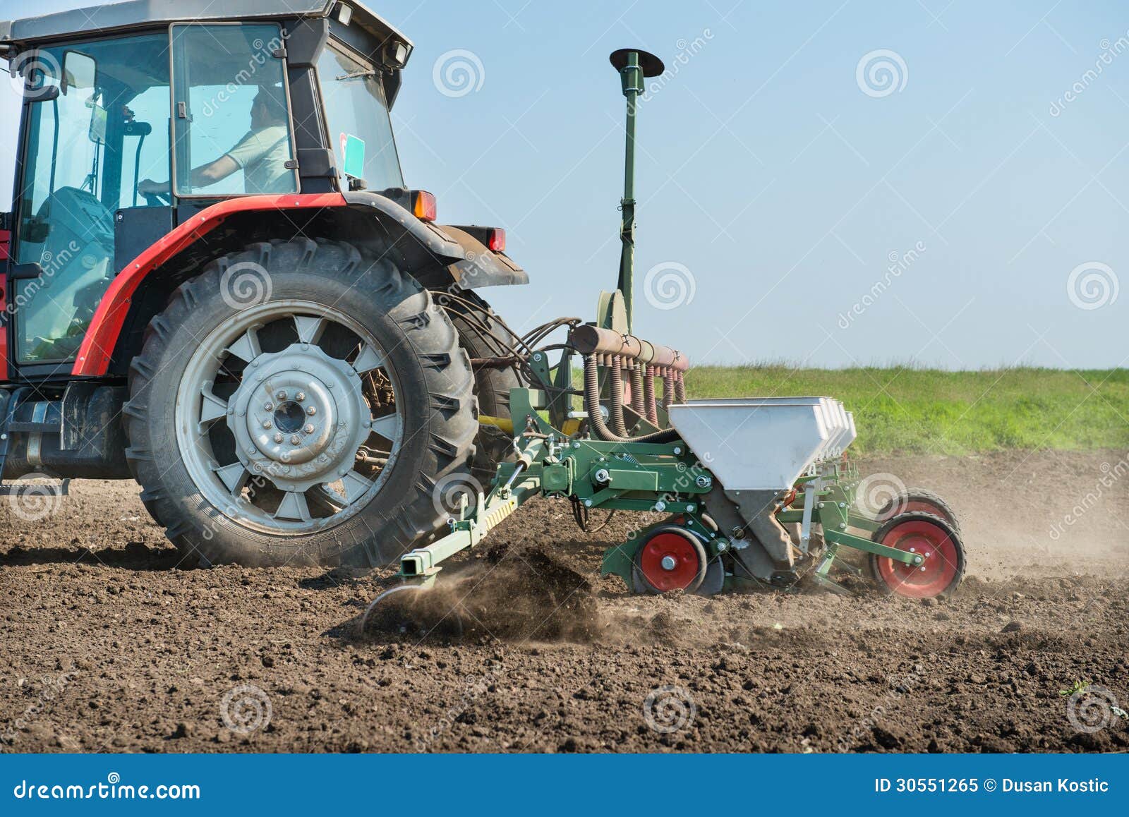 Tractor and seeder stock image. Image of tractor, machine - 30551265