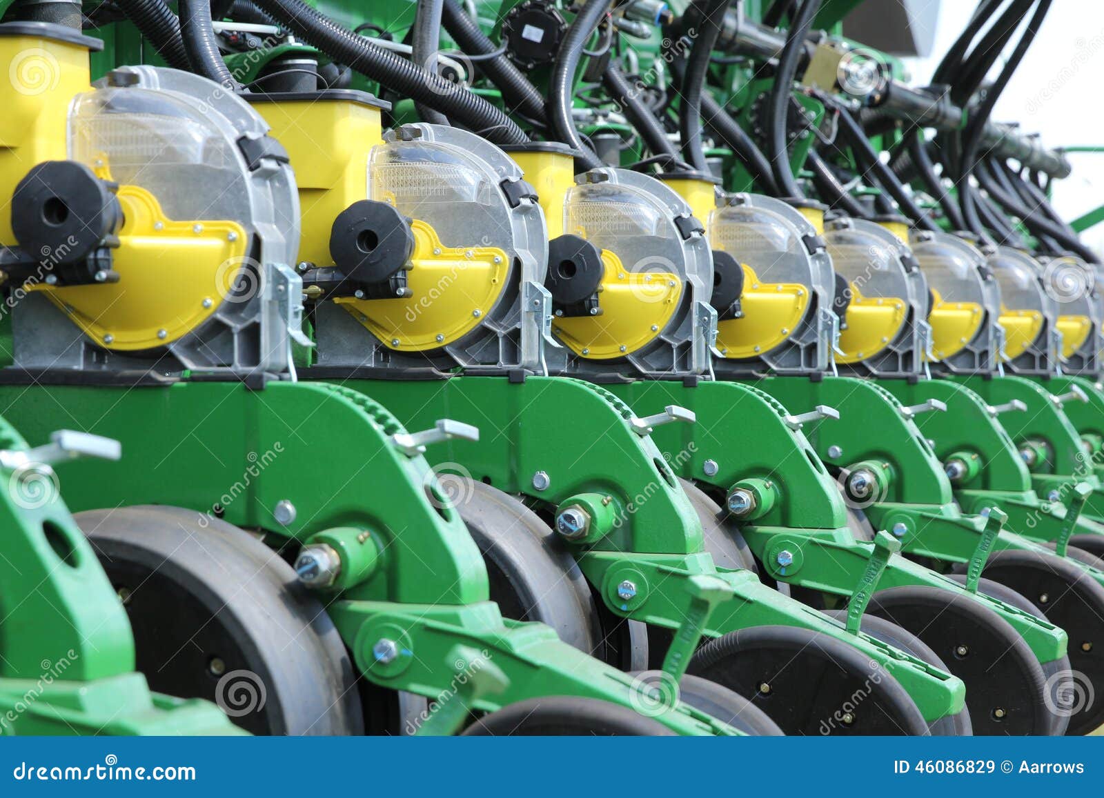 Tractor and Seeder Planting Crops Stock Image - Image of scene, sowing ...