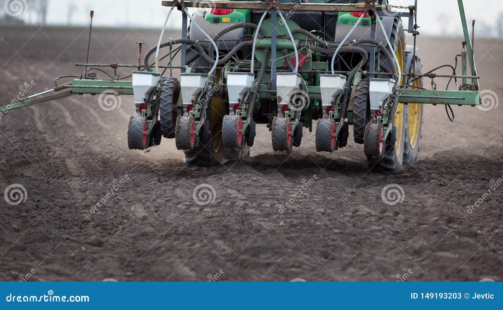 Tractor with Seeder in Sowing Season Stock Image - Image of nature ...
