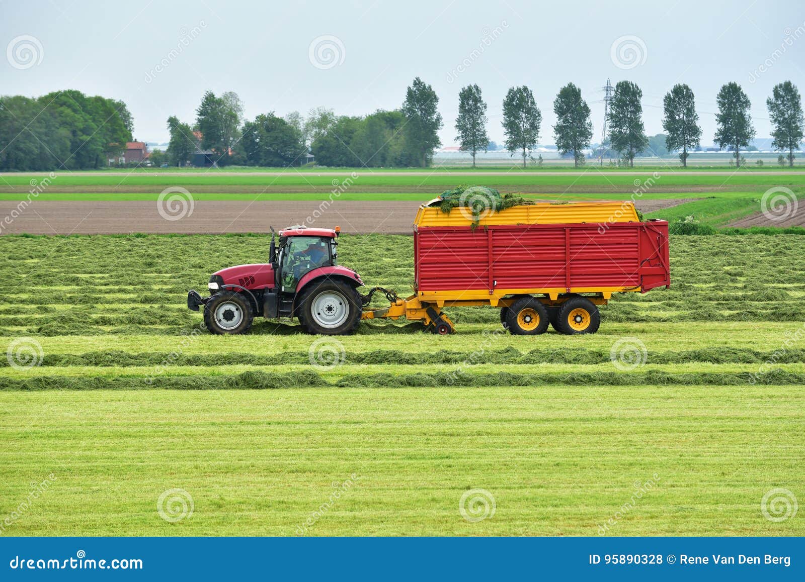 Tractor and silage wagon stock photo. Image of load, netherlands - 95890328