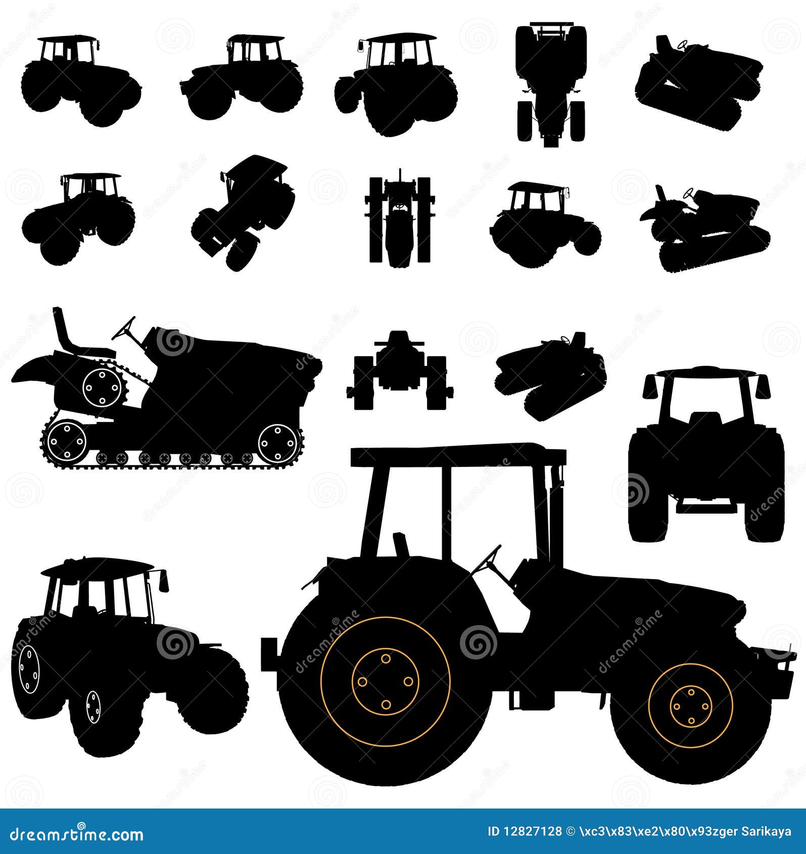 Tractor Silhouette On A White Background. Vector Illustration ...