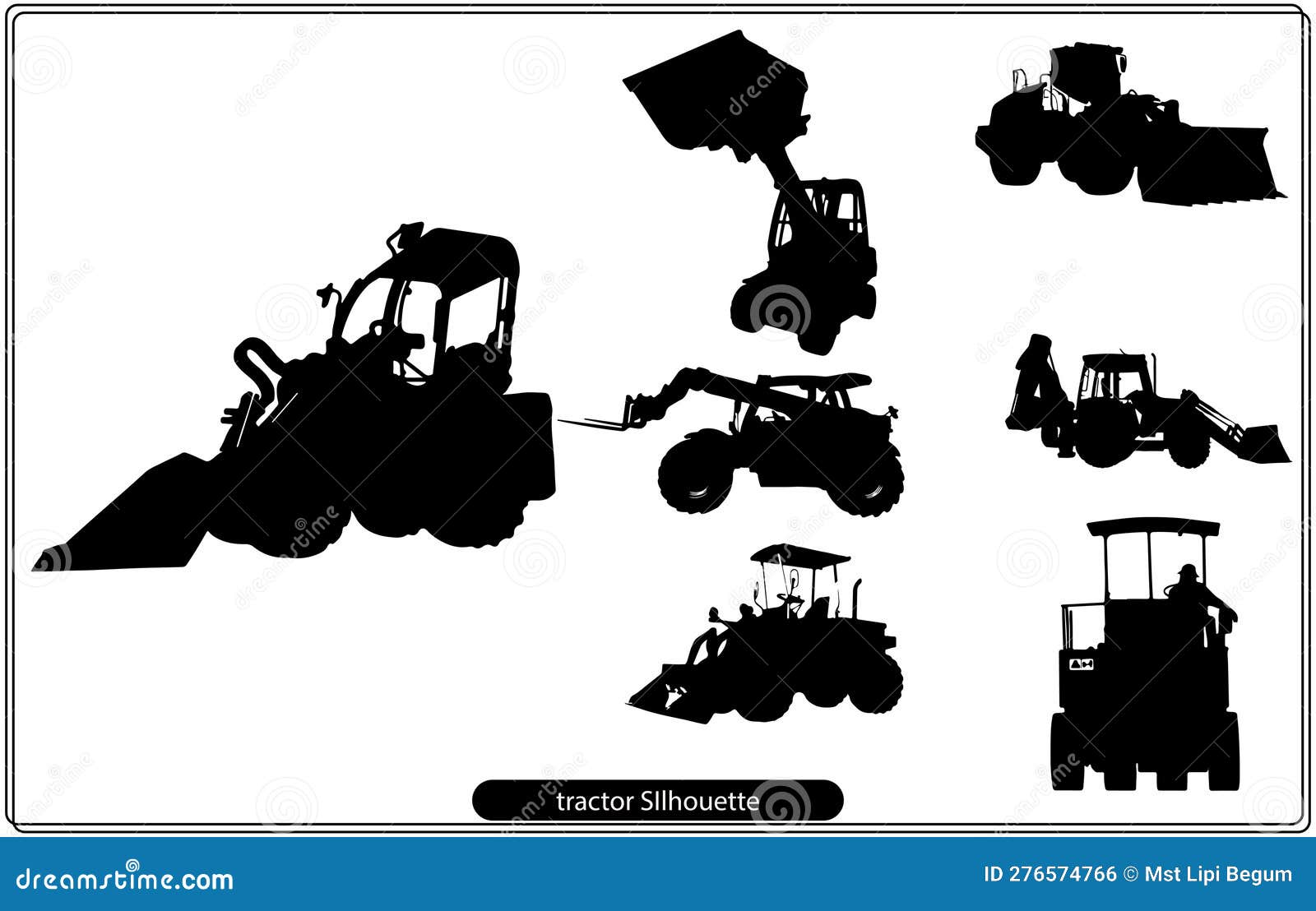 Tractor Silhouette,Vector Silhouette of a Tractor in Black and White ...