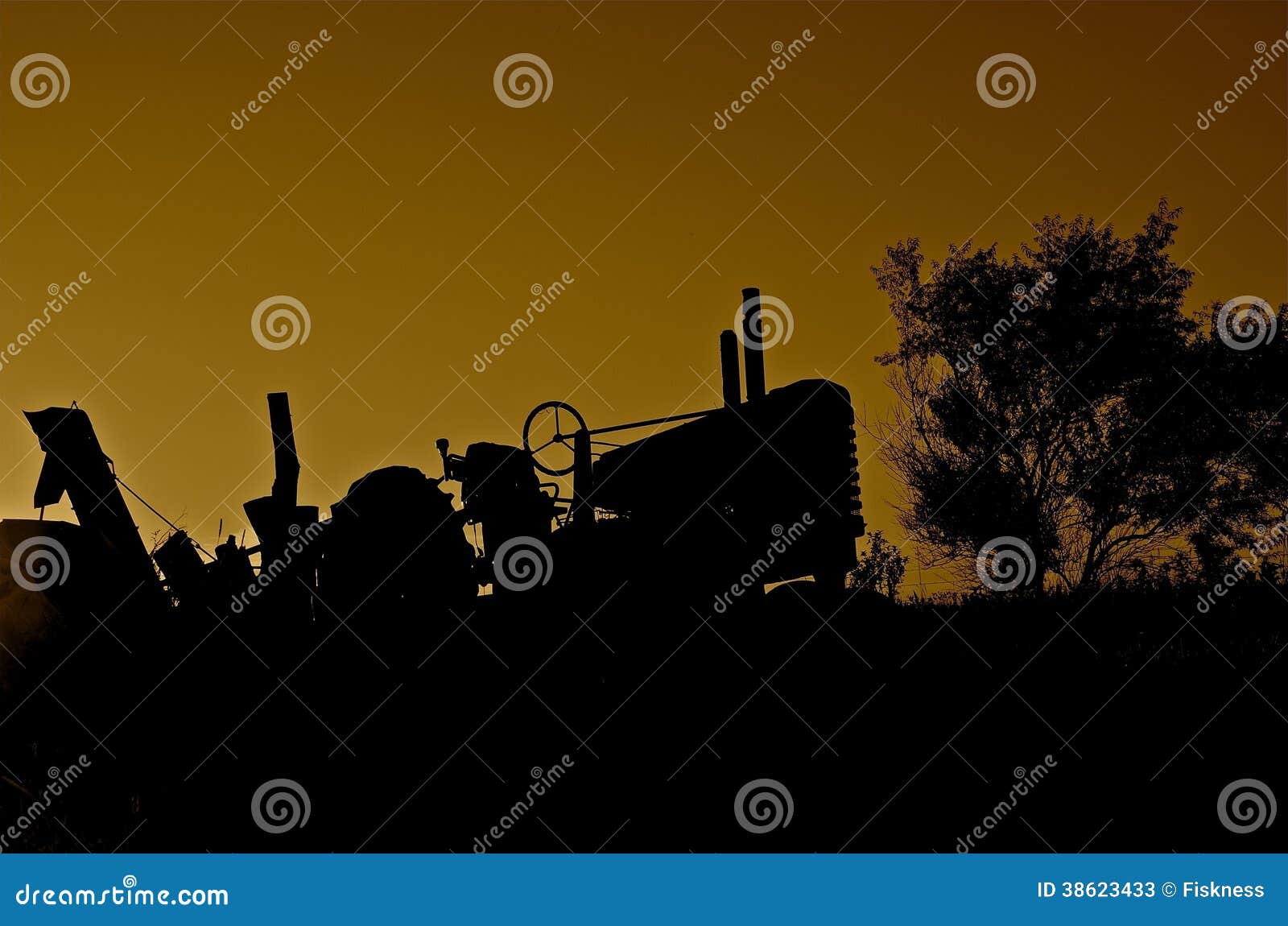 Tractor Silhouetted in Sunset Stock Image - Image of auger, rural: 38623433