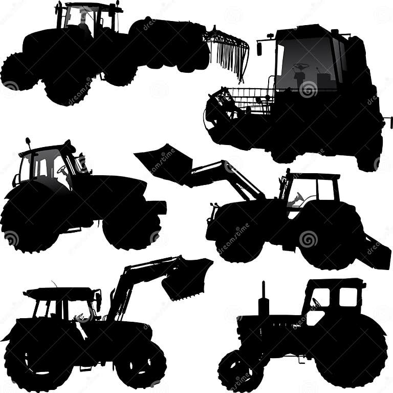 Tractor silhouettes stock vector. Illustration of agronomics - 12532692