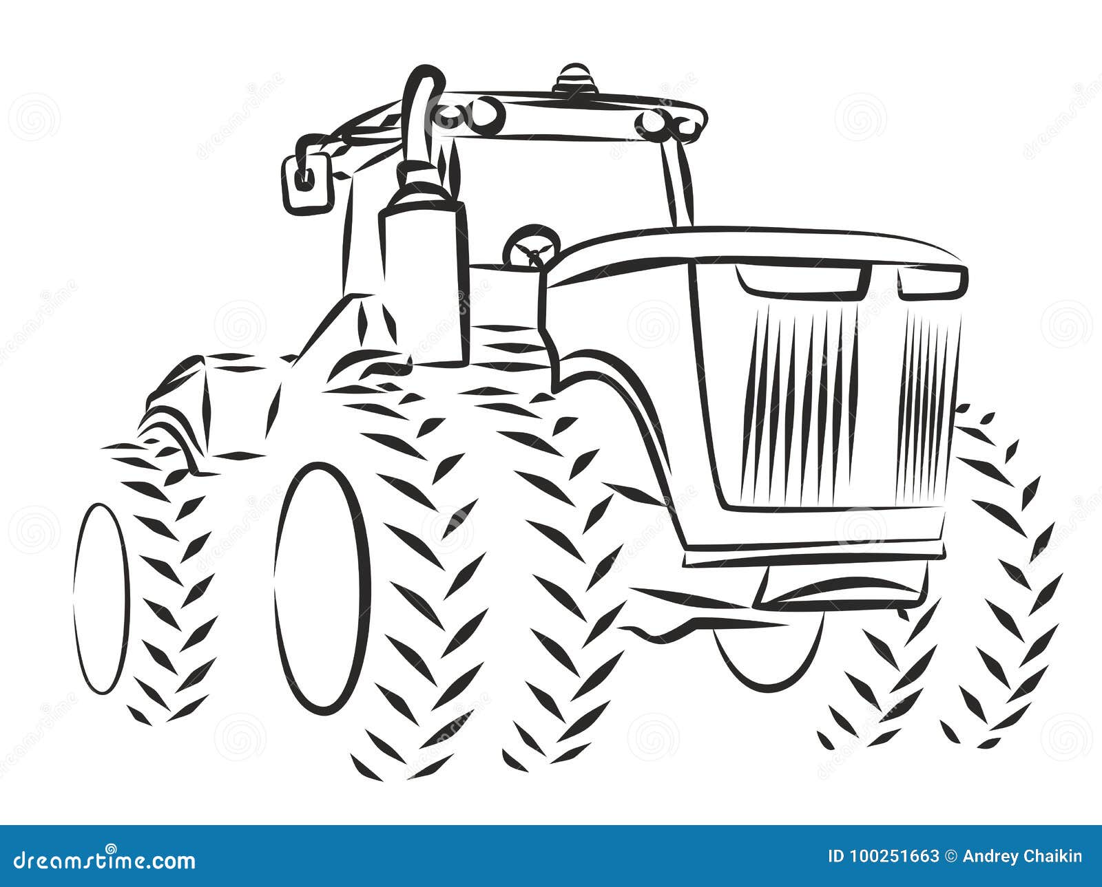 Tractor Sketch. stock vector. Illustration of farm, logo - 100251663