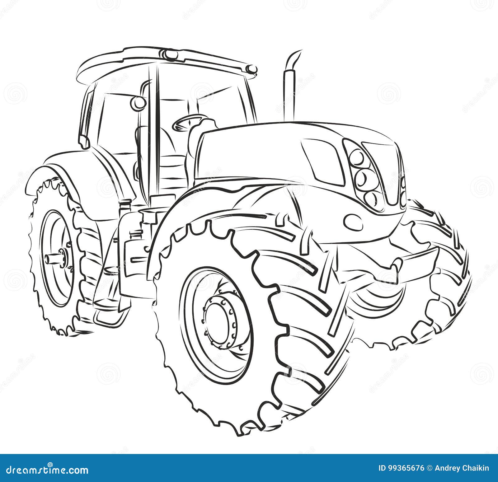 Tractor Sketch. stock vector. Illustration of tractor - 99365676