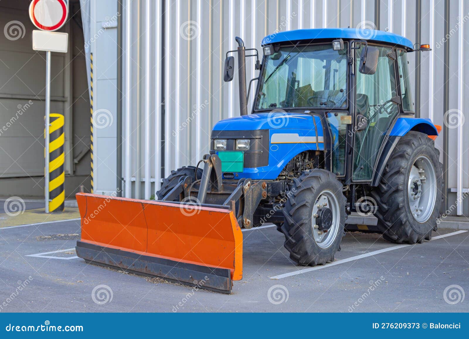 Tractor Snow Pusher Blade stock image. Image of attachment - 276209373