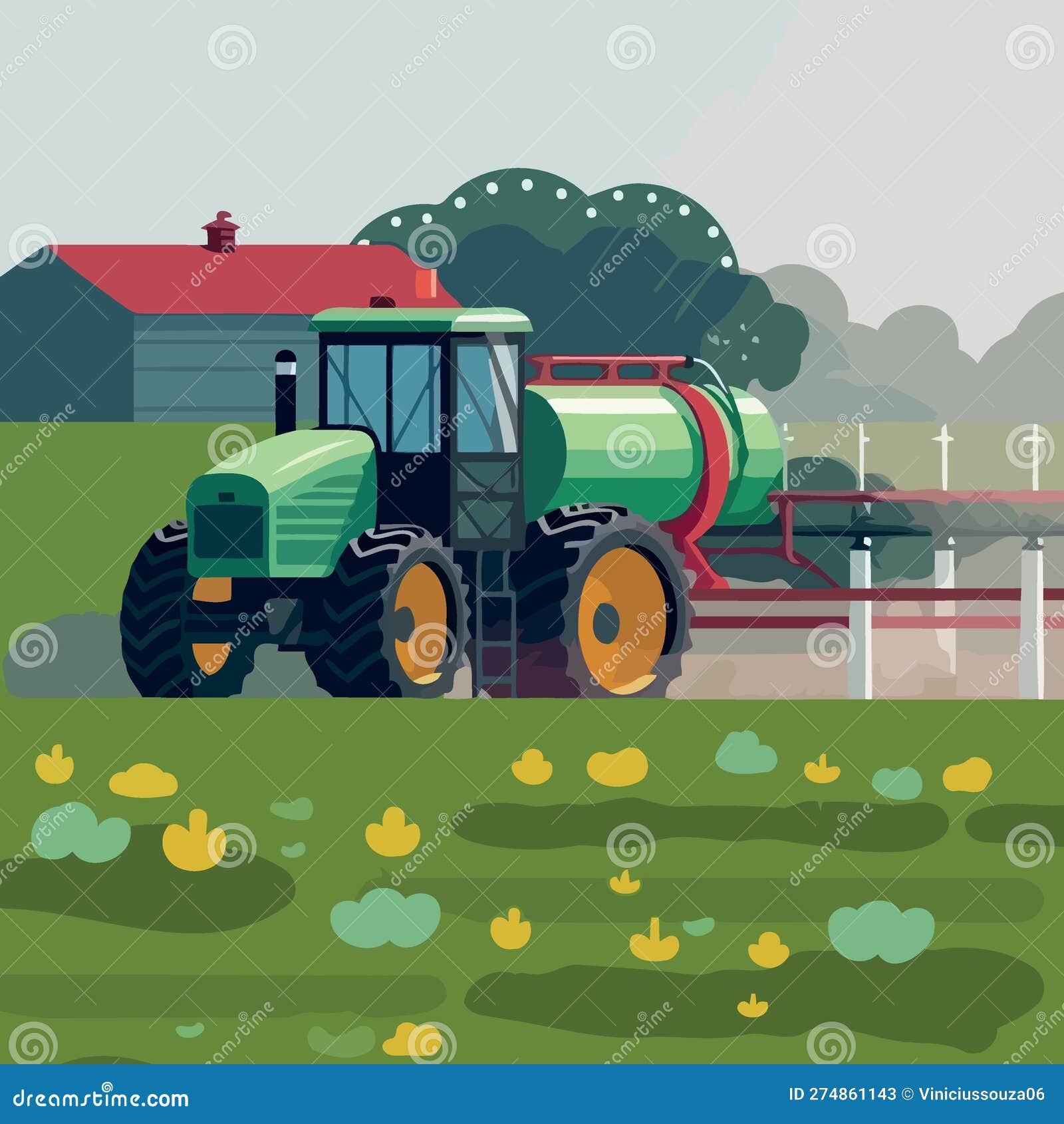 Tractor with Sprayer Running Stock Vector - Illustration of machine ...