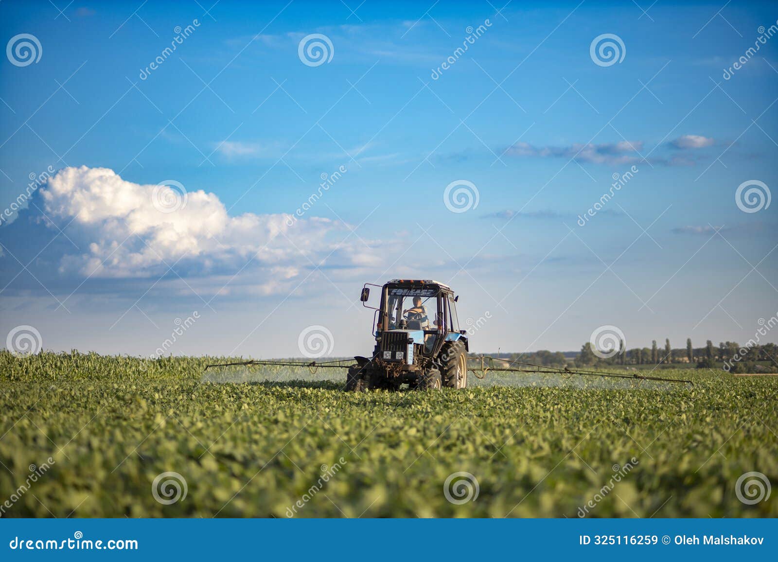 A Tractor with a Sprayer Sprinkles Soybean Herbicide Stock Image ...