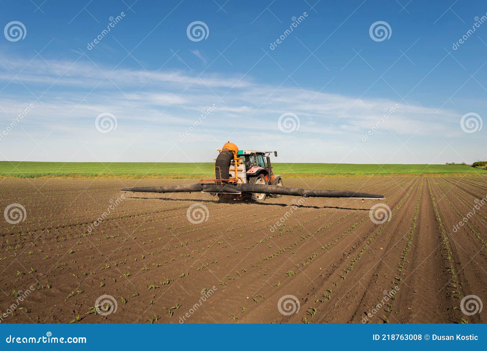 Tractor Spraying Corn Field Editorial Stock Photo - Image of care ...