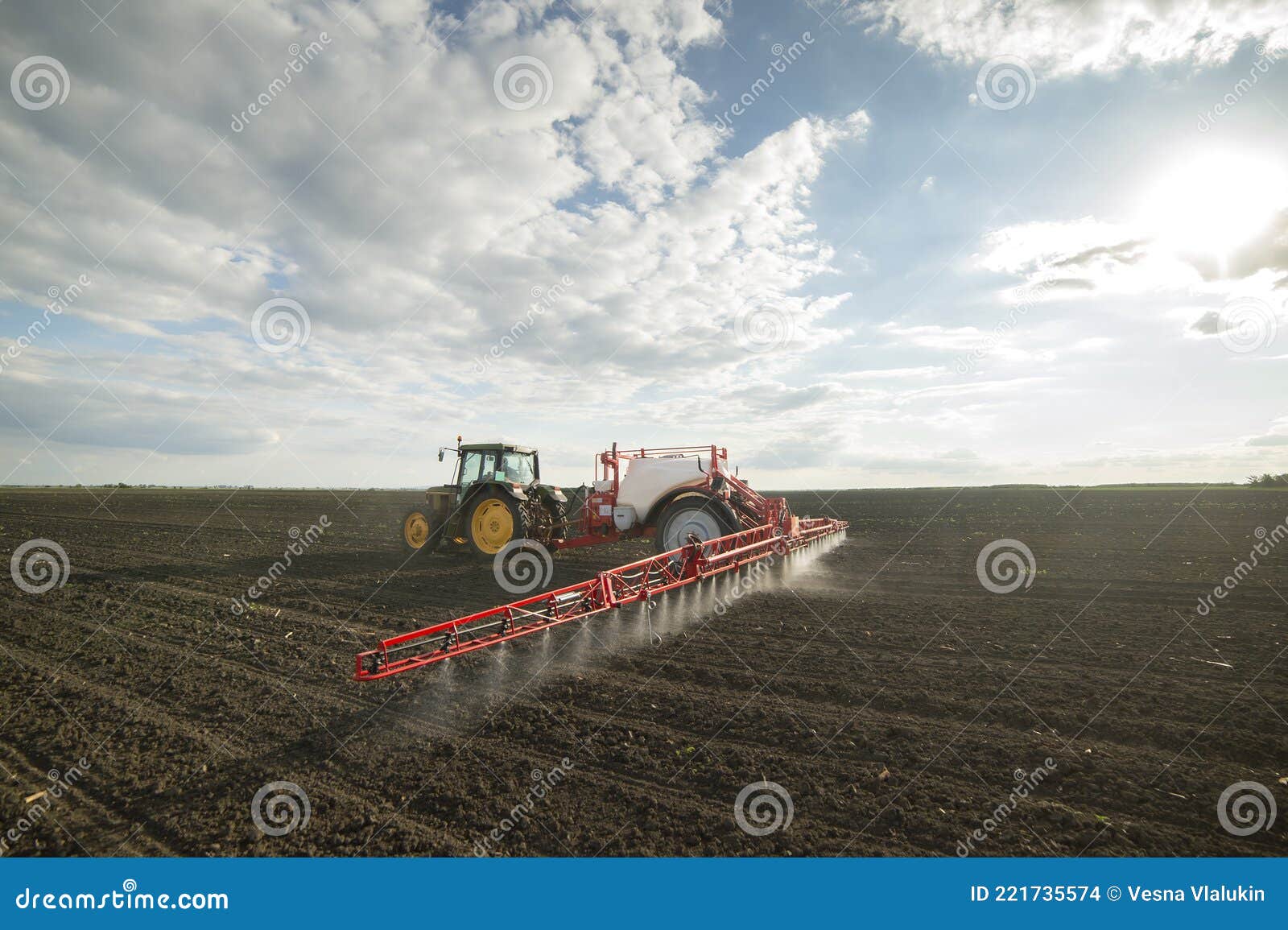 Tractor Spraying Soil in Field Editorial Stock Image - Image of season ...
