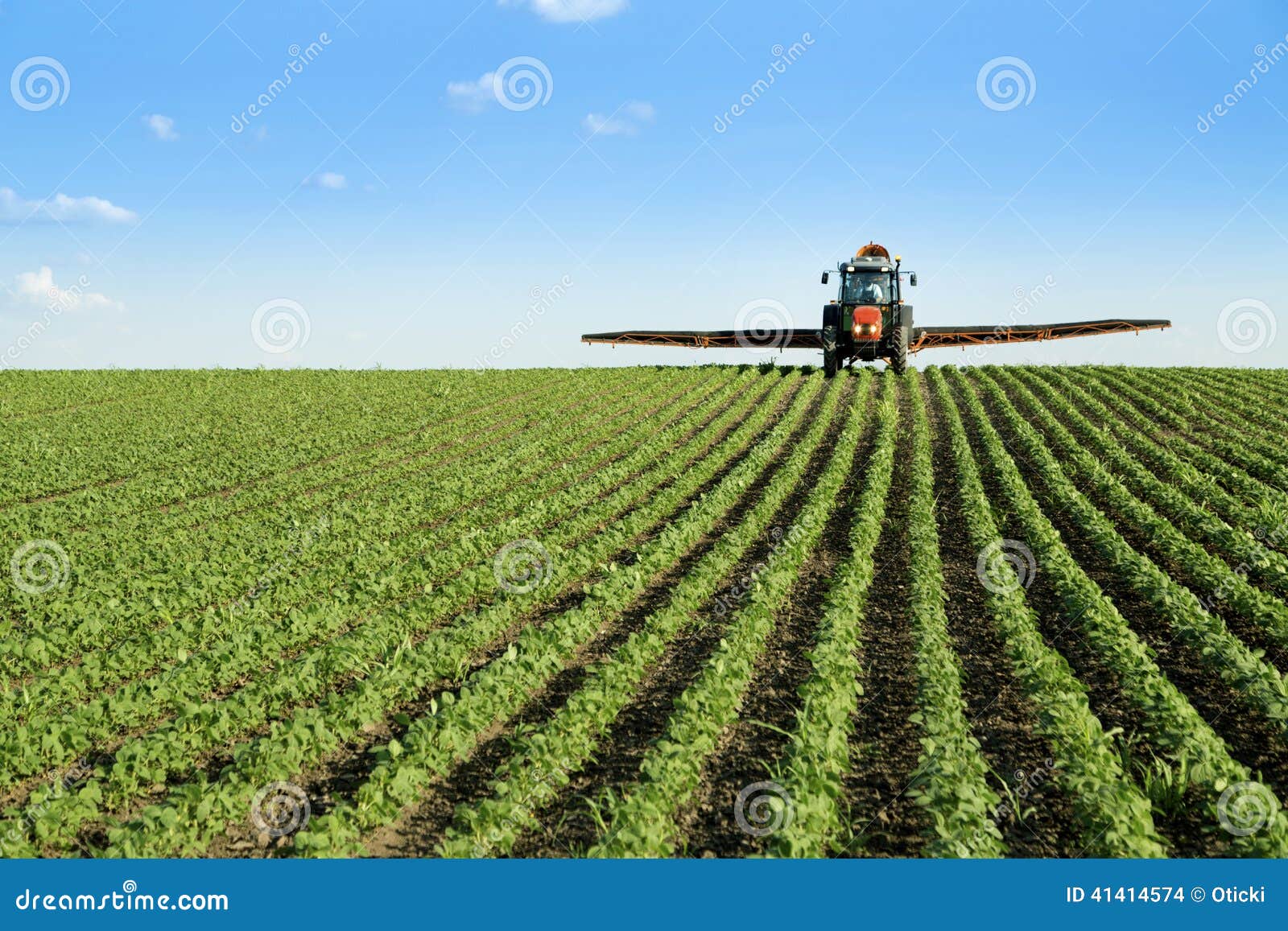 Tractor Spraying Soybean Crop Field Stock Photo - Image of fungicide ...