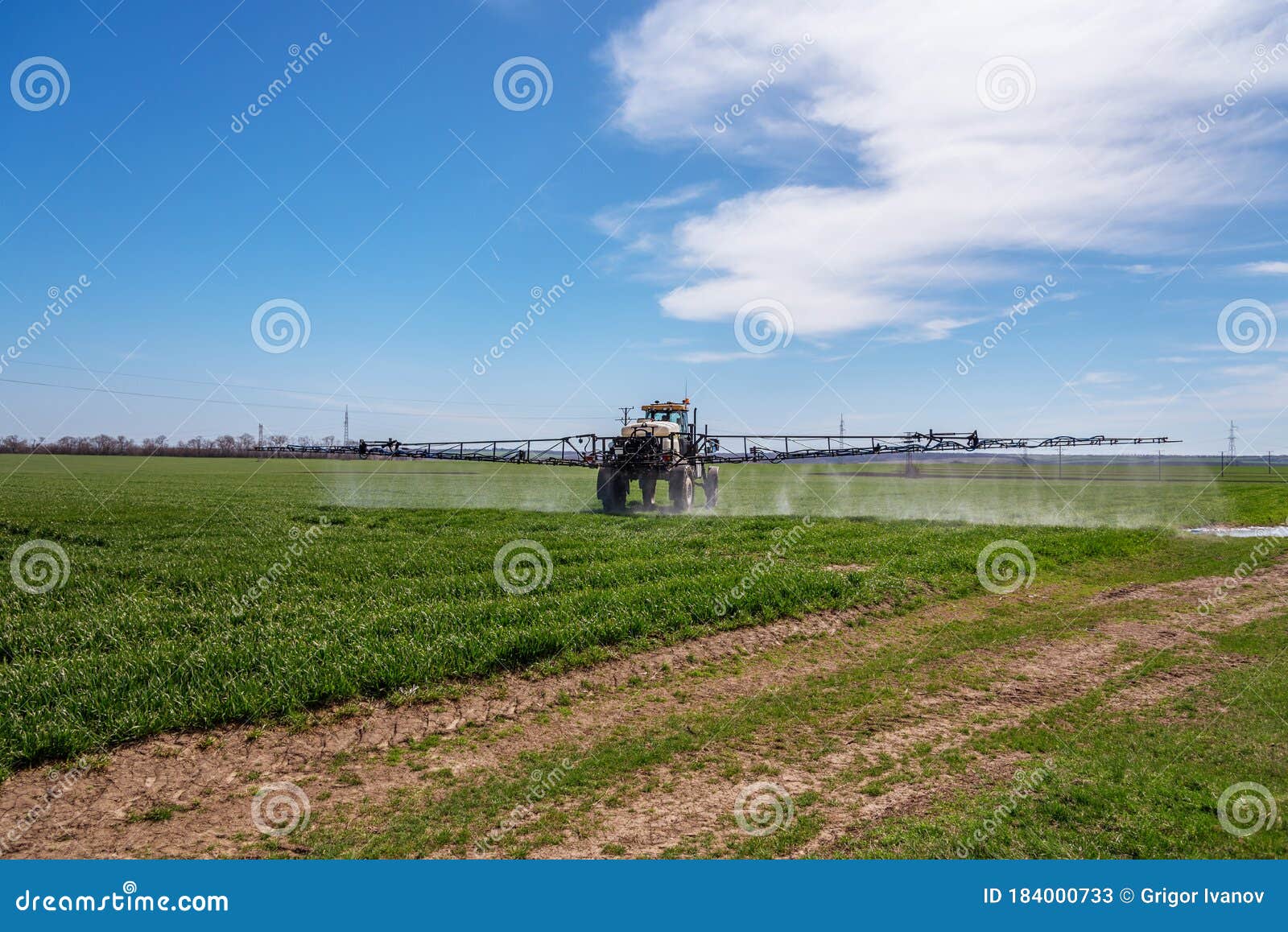 Tractor Spraying Wheat Field Stock Image - Image of nature, field ...