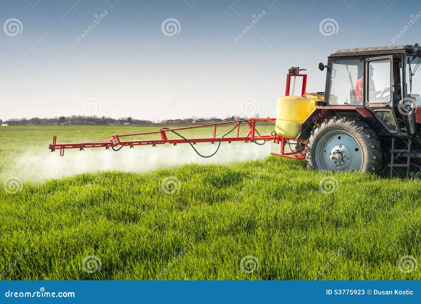 Tractor Spraying Wheat Field Stock Image - Image of fertilizer ...
