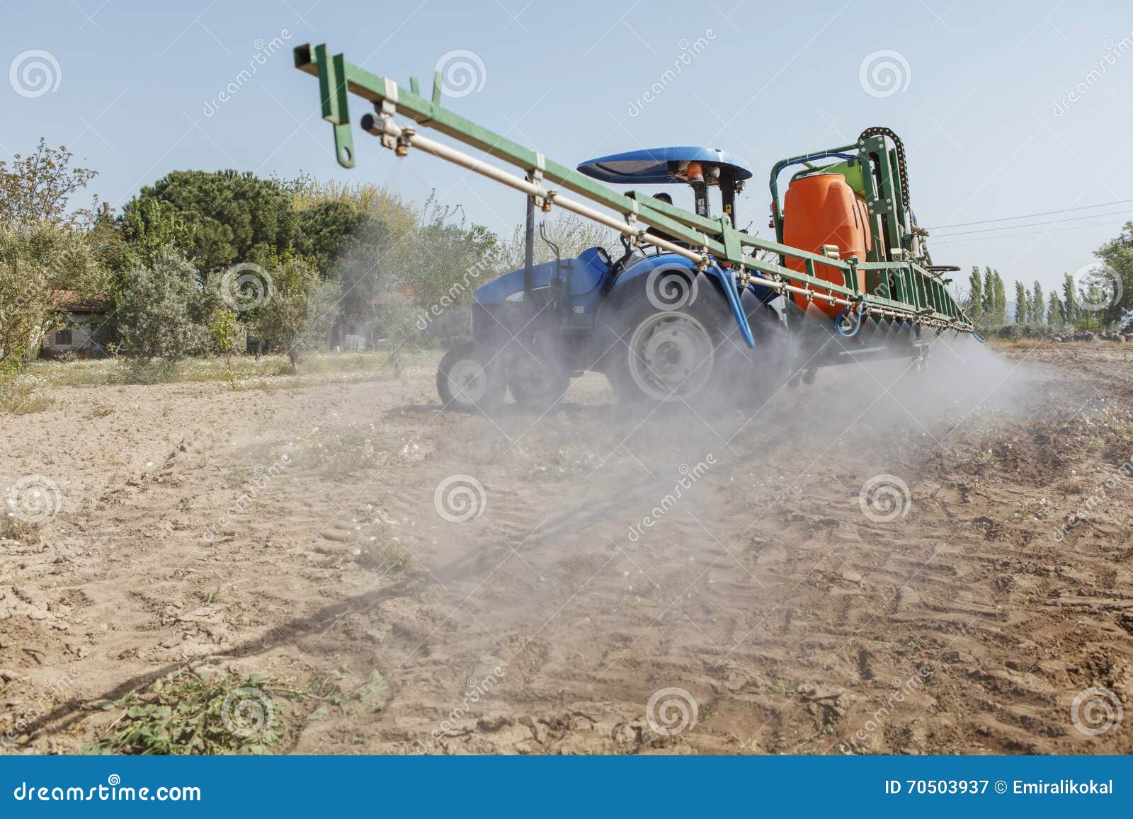 Tractor Spraying Wheat Field Stock Image - Image of sprayer, cultivated ...