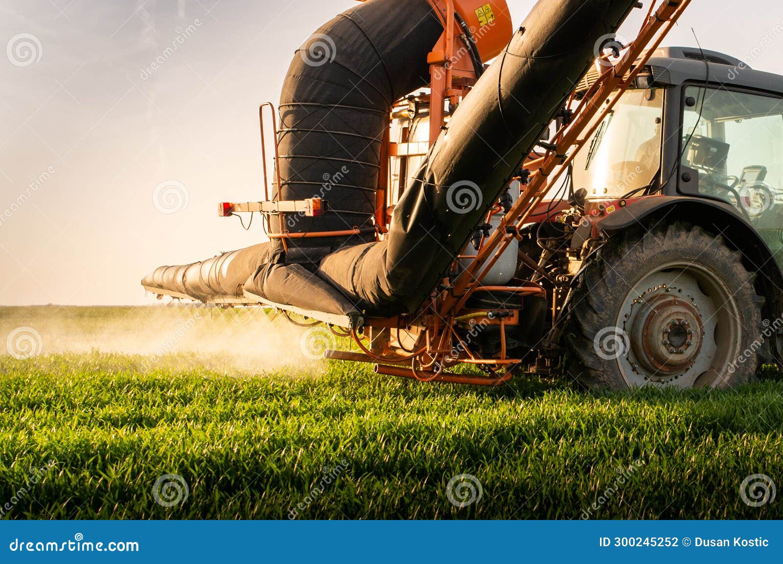 Tractor Spraying Wheat Field Stock Photo - Image of scene, grass: 300245252