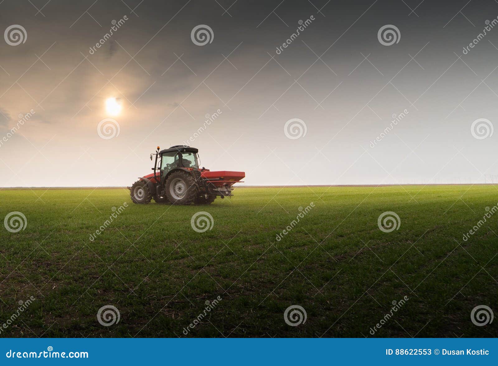Tractor Spreading Artificial Fertilizers Stock Image - Image of ...