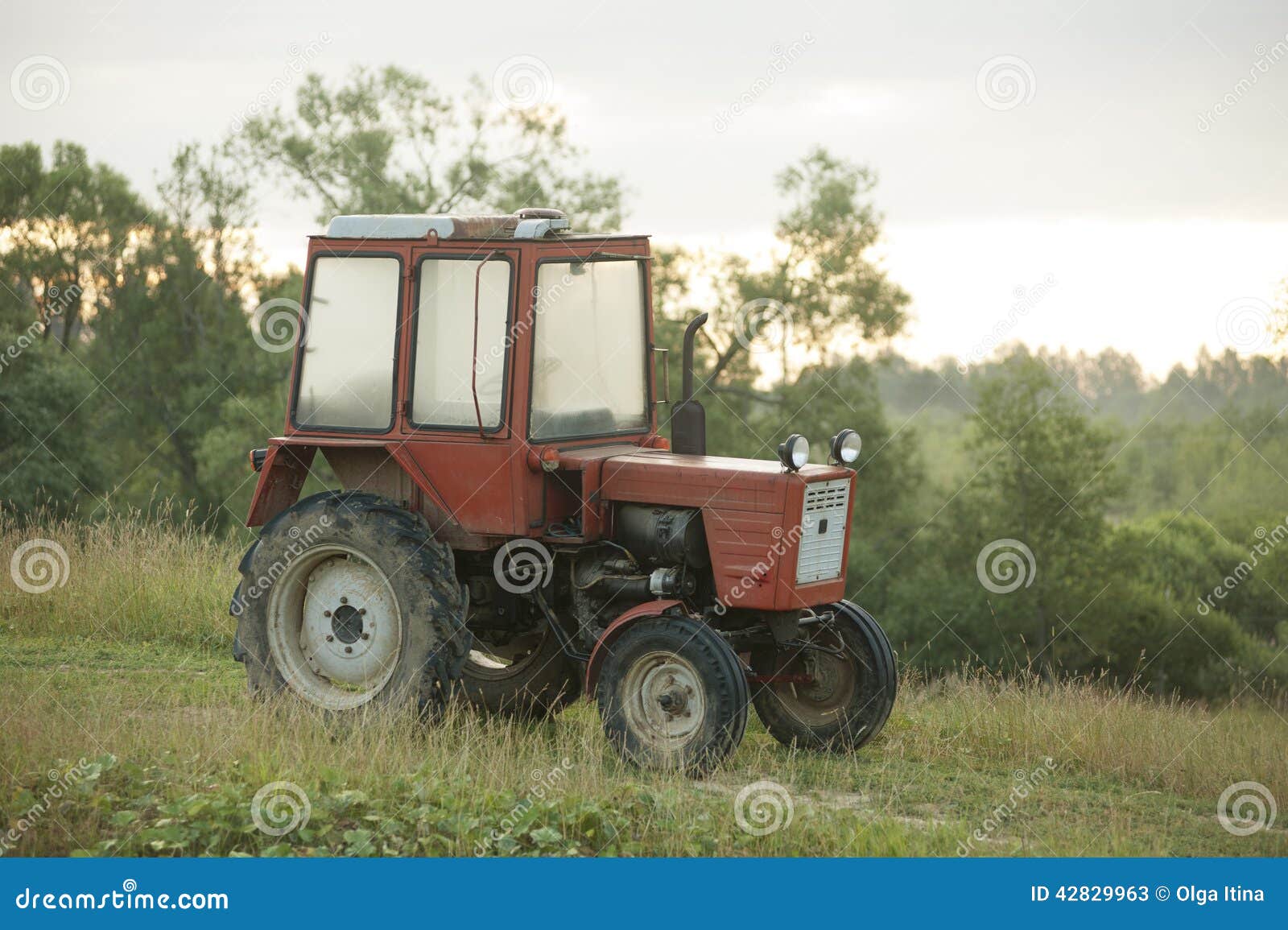 Tractor stock image. Image of field, farm, farmer, hill - 42829963