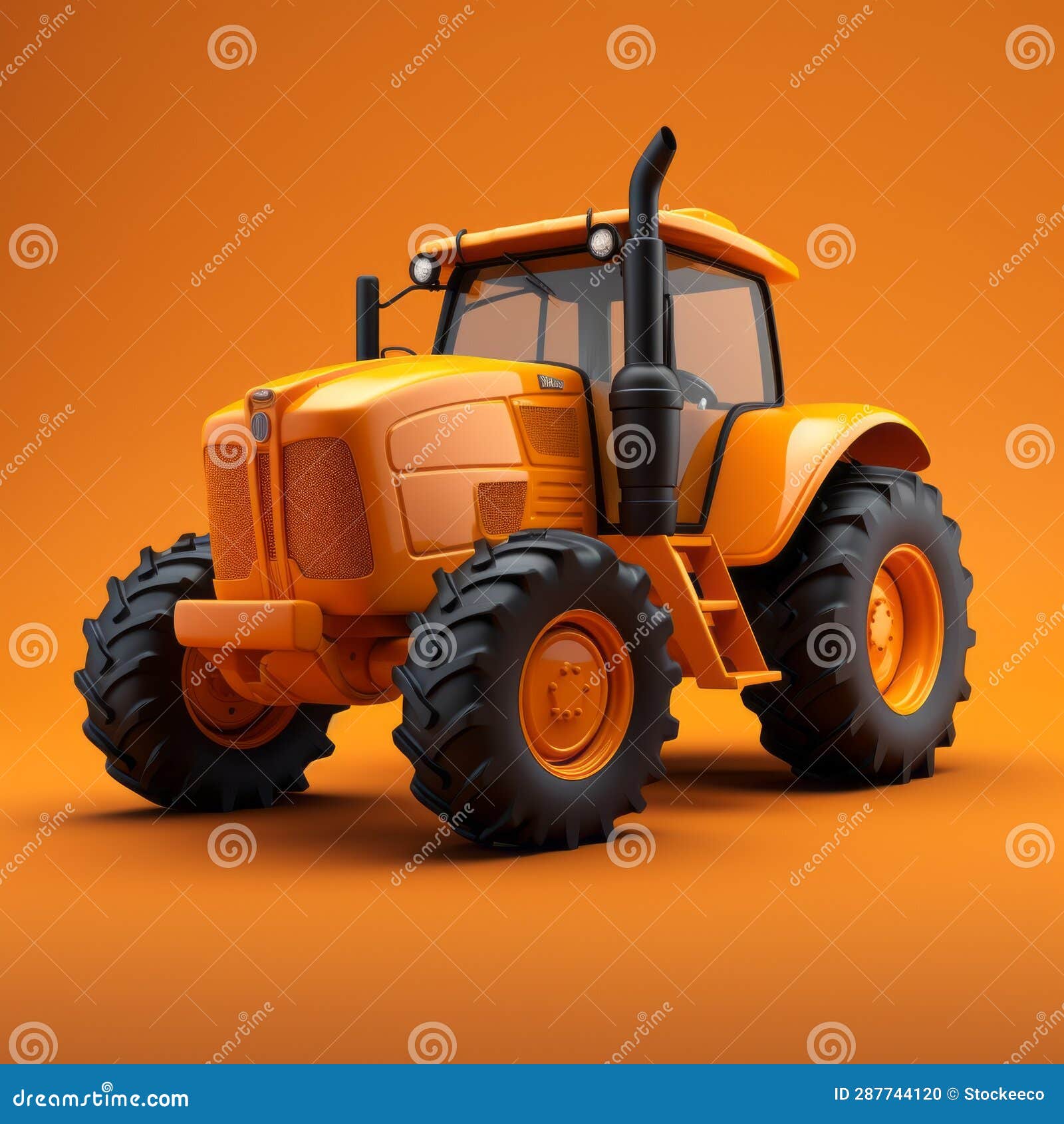 Colorful Orange Tractor with Streamlined Styling on Solid Background ...