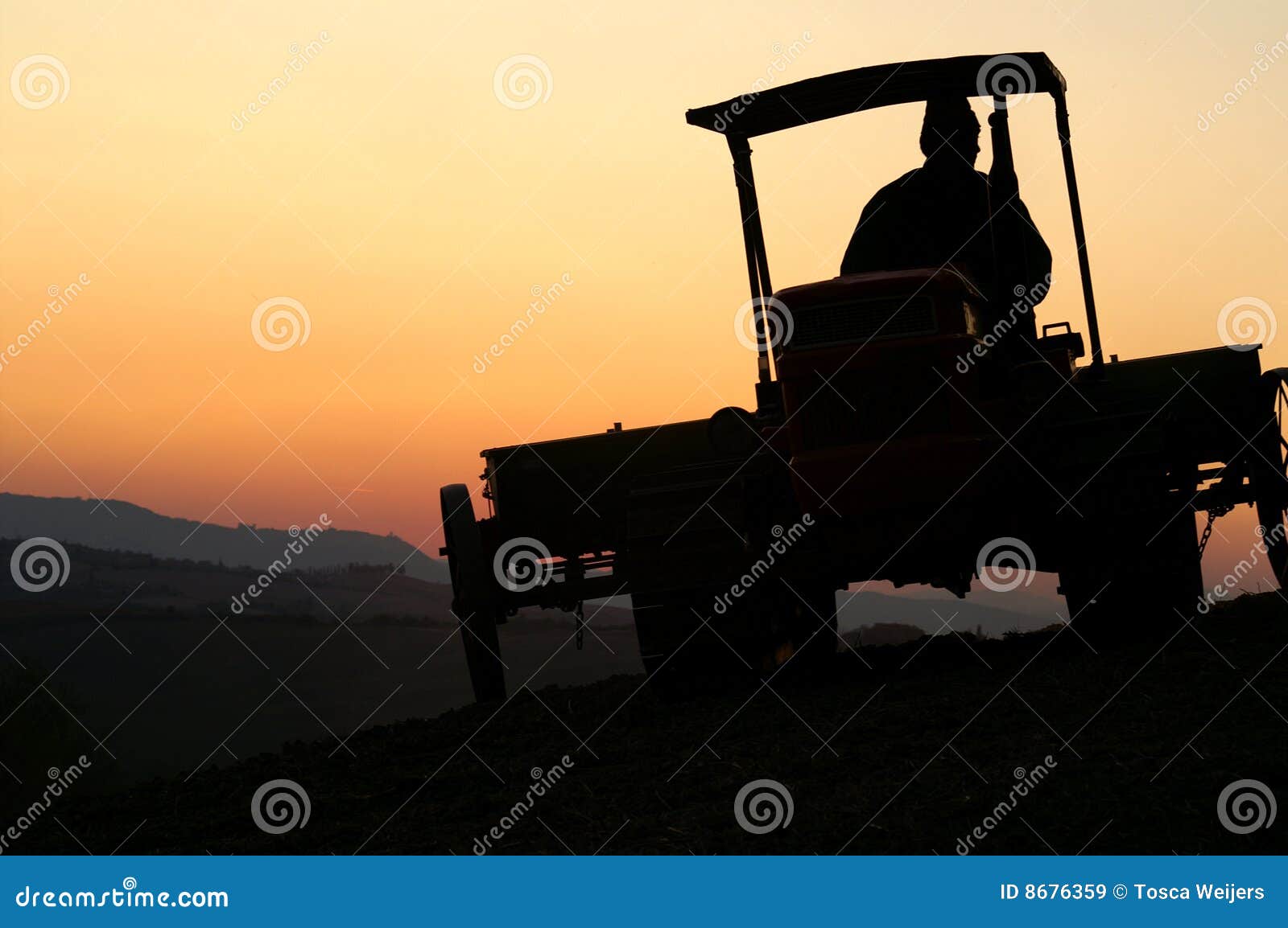 Tractor at sunset stock image. Image of furrow, cultivation - 8676359