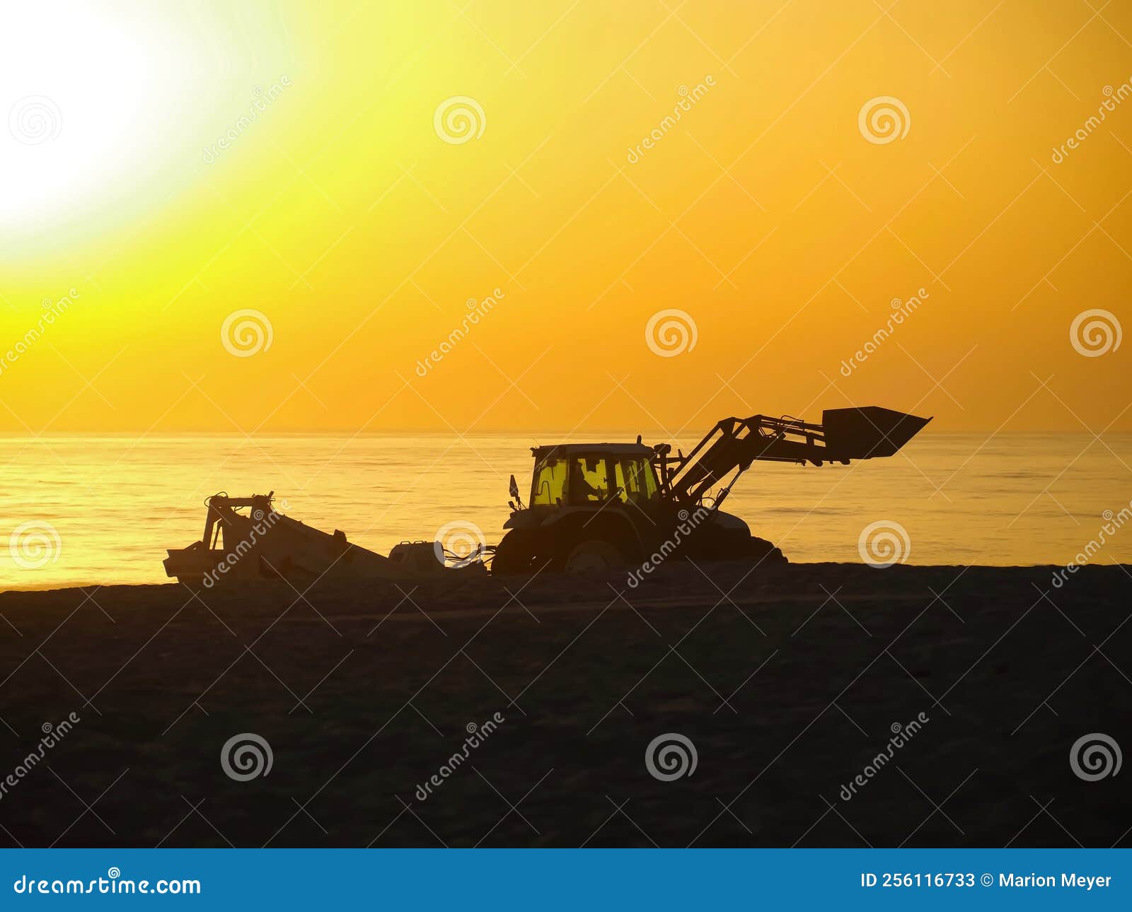 A Tractor at Sunset, Symbolizing Energy and the Sun Stock Image - Image ...
