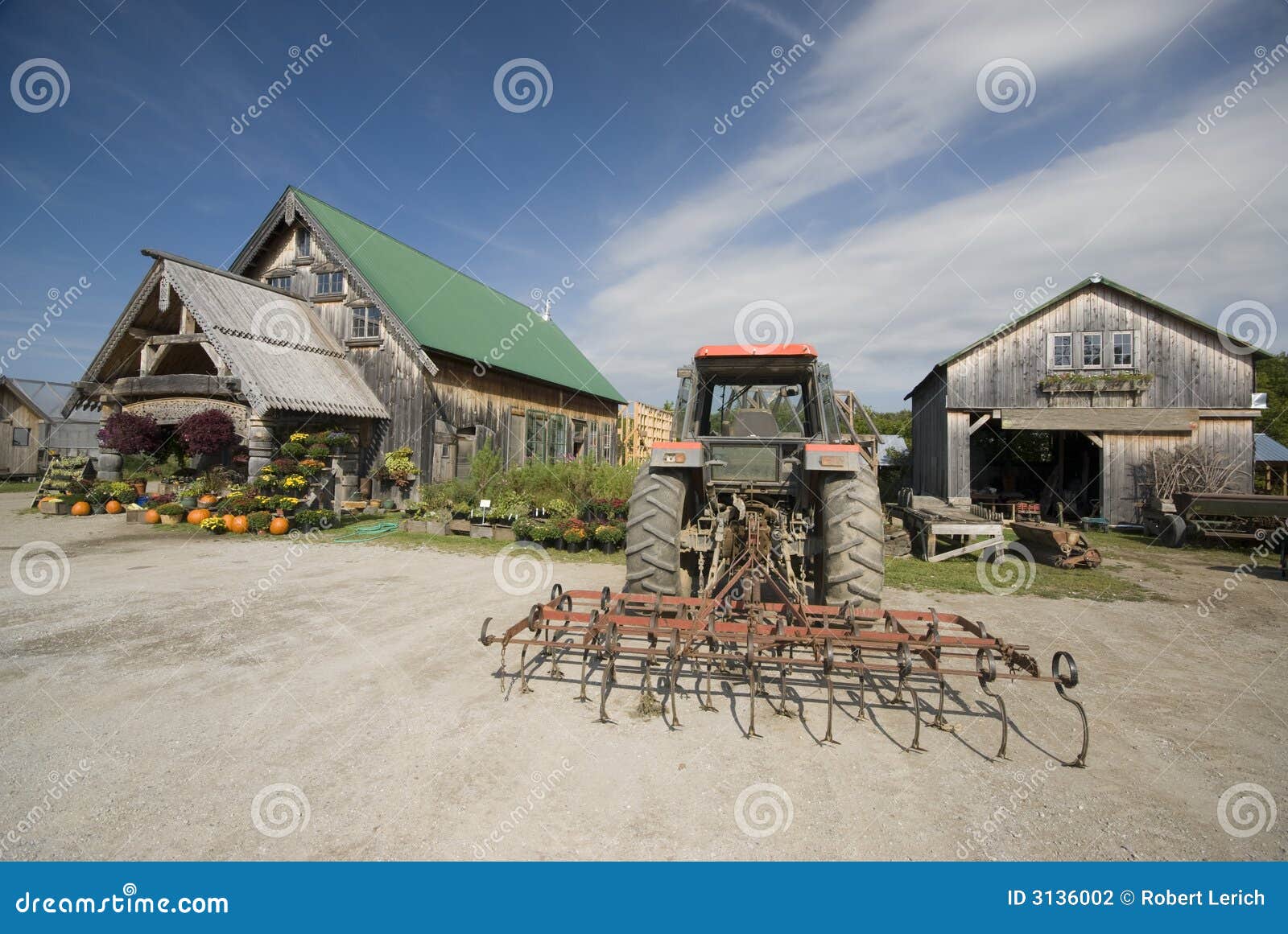 Tractor tiller farm center stock photo. Image of mums - 3136002