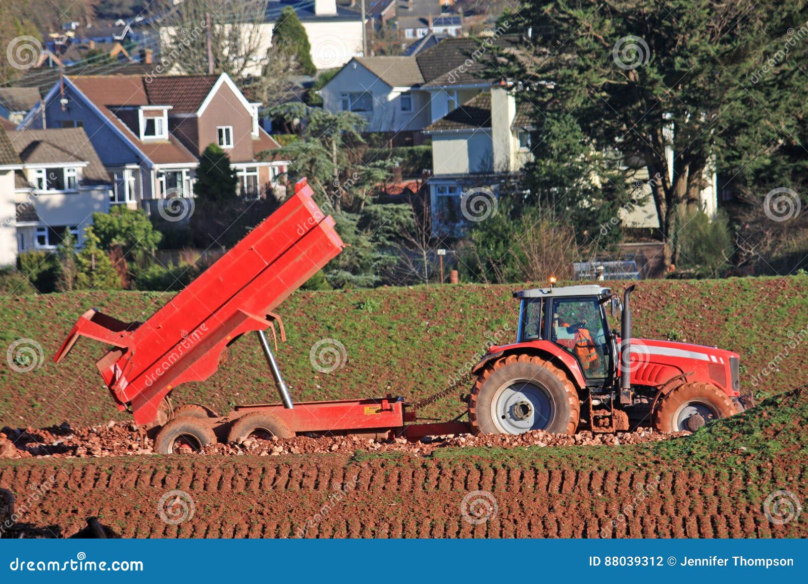 Tractor with Tipper Trailer Stock Photo - Image of lift, digger: 88039312