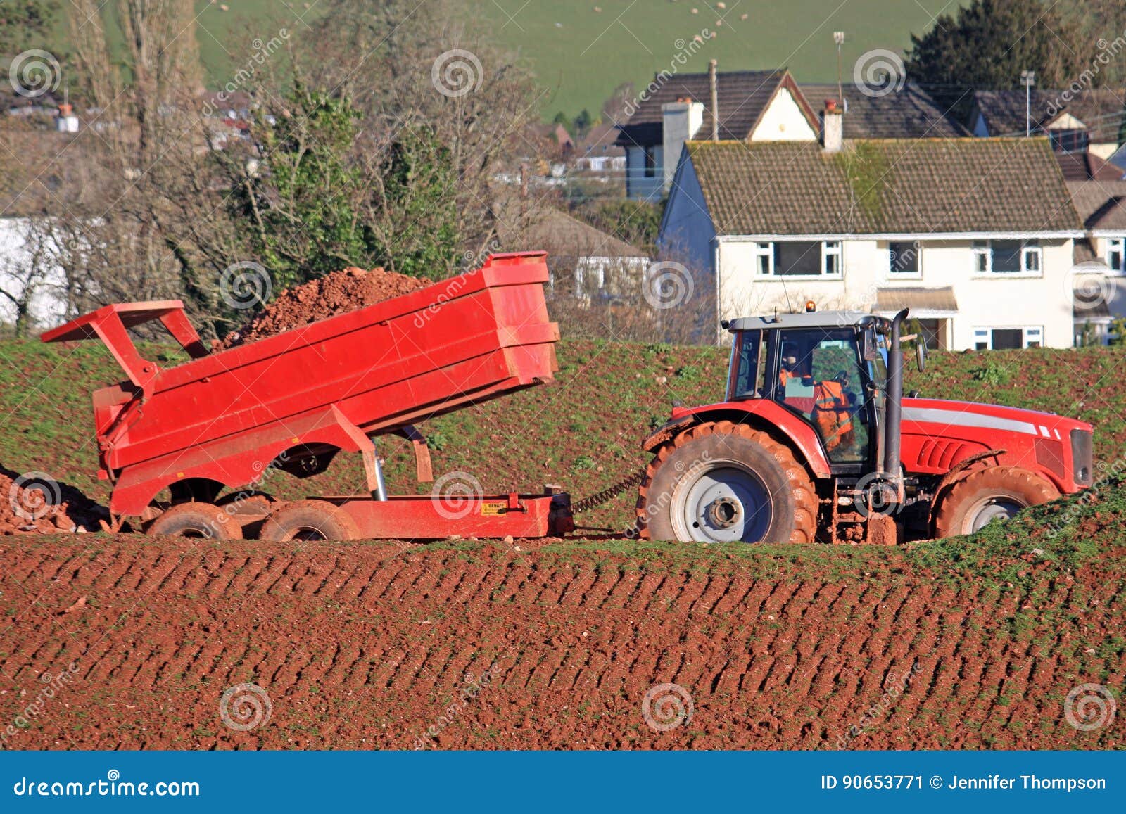 Tractor with Tipper Trailer Stock Image - Image of dump, industrial ...