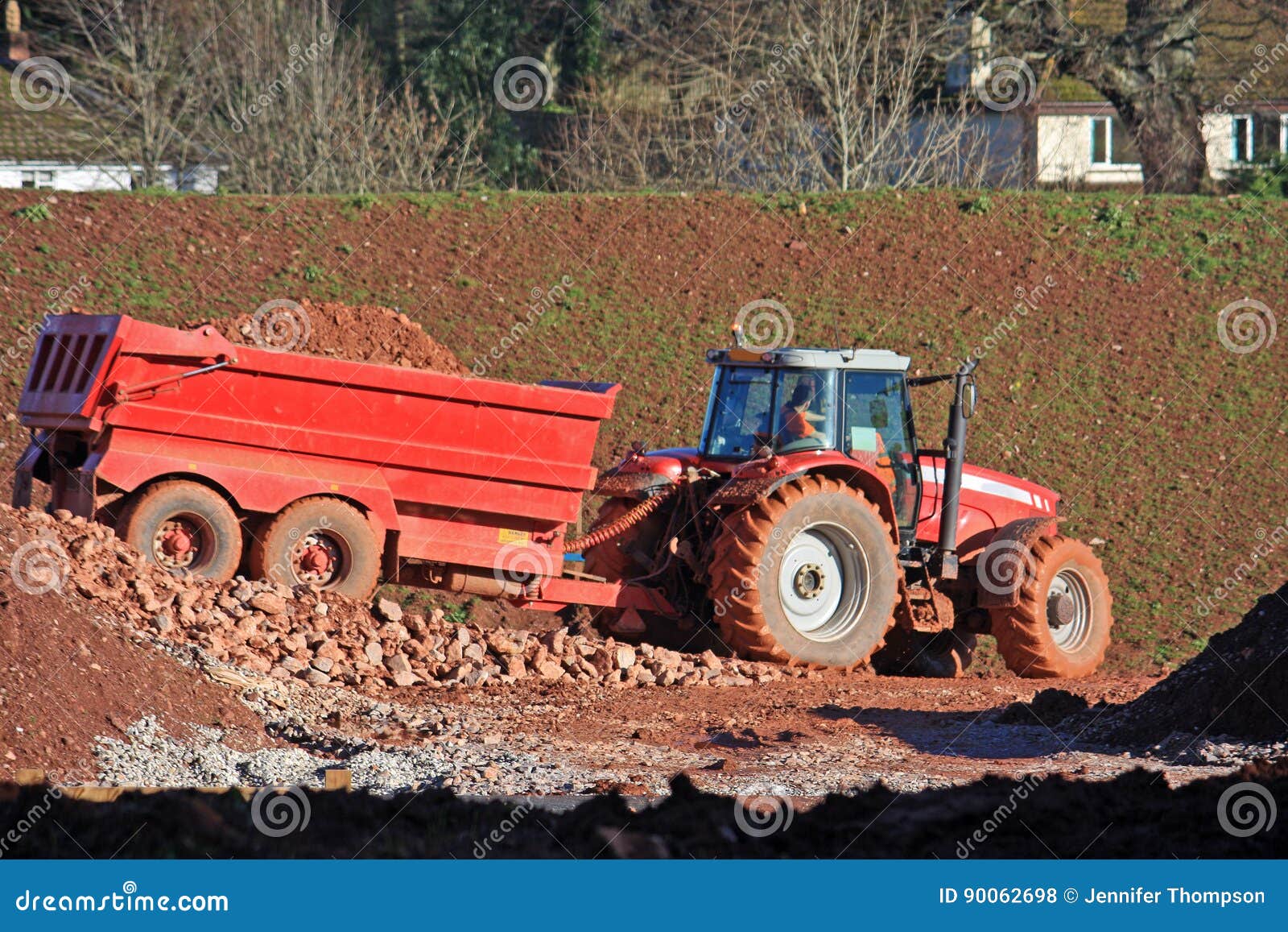 Tractor with Tipper Trailer Stock Photo - Image of site, plant: 90062698