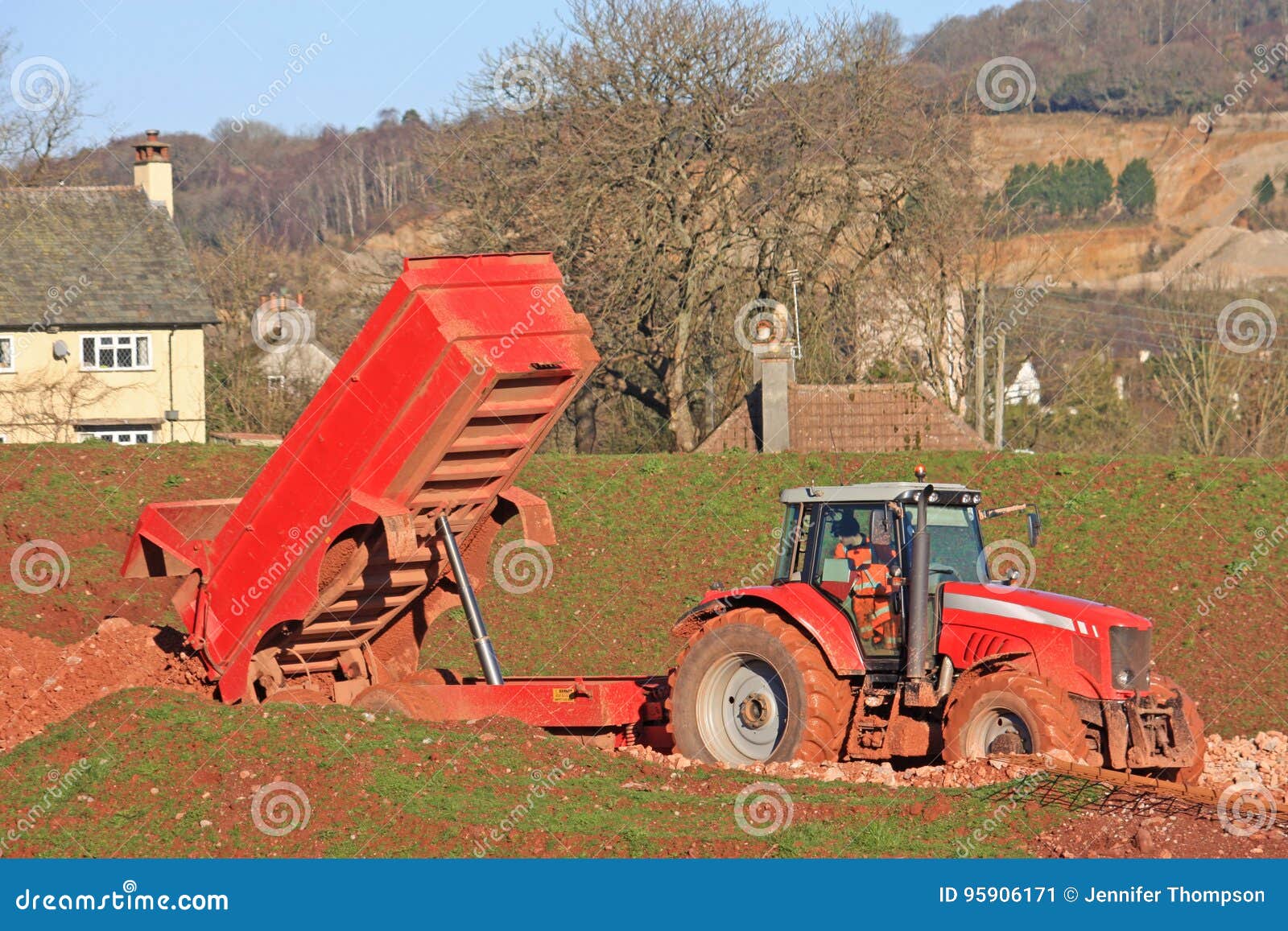 Tractor with Tipper Trailer Editorial Photo - Image of construction ...