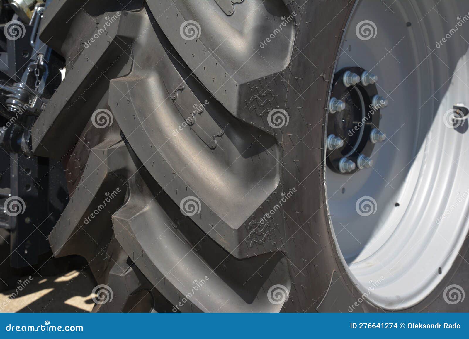 Tractor Tire Close Up. Tractor Tire Mounted on White Wheel Stock Photo ...