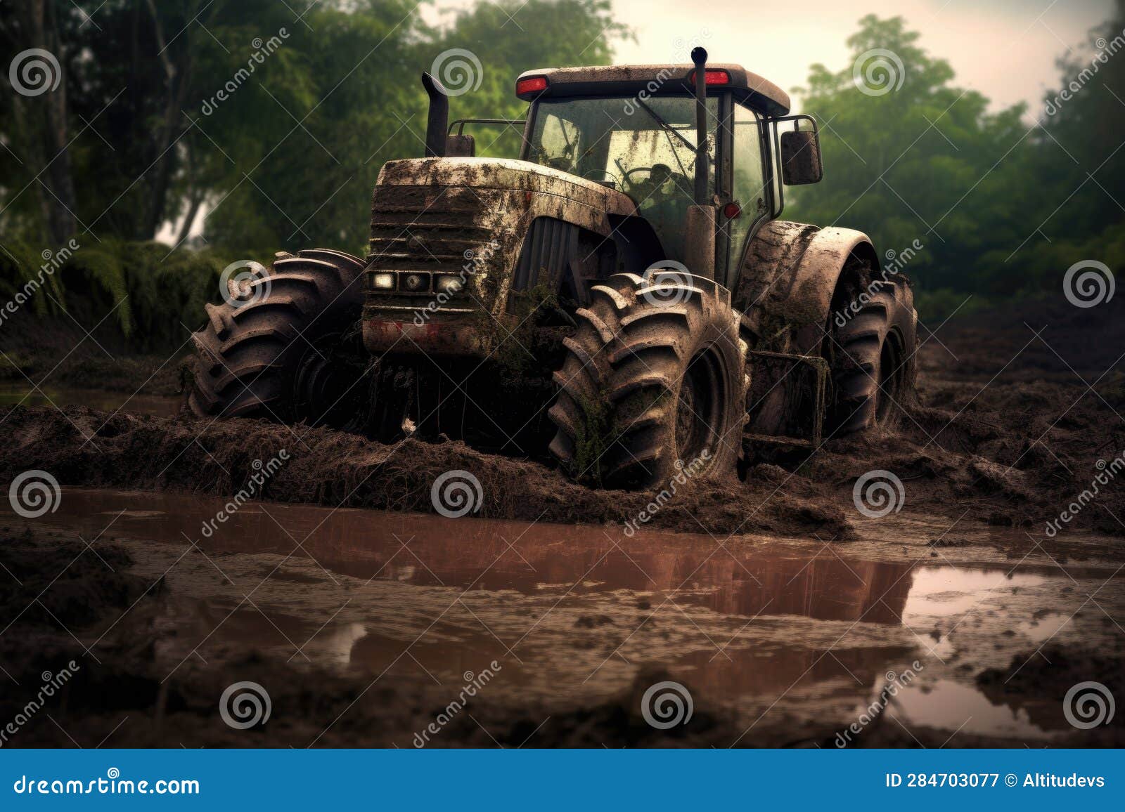 Tractor Tires Sinking in Muddy Terrain Stock Image - Image of ...
