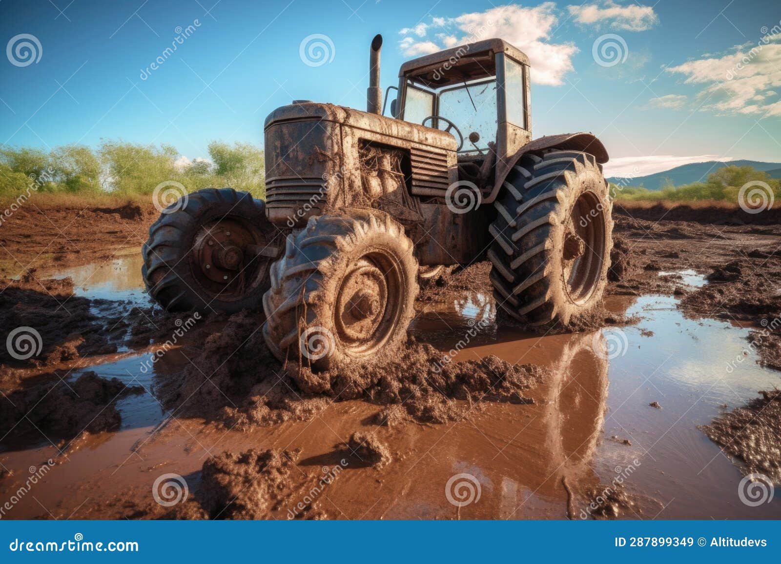 Tractor Tires Sinking In Muddy Terrain Royalty-Free Stock Photography ...