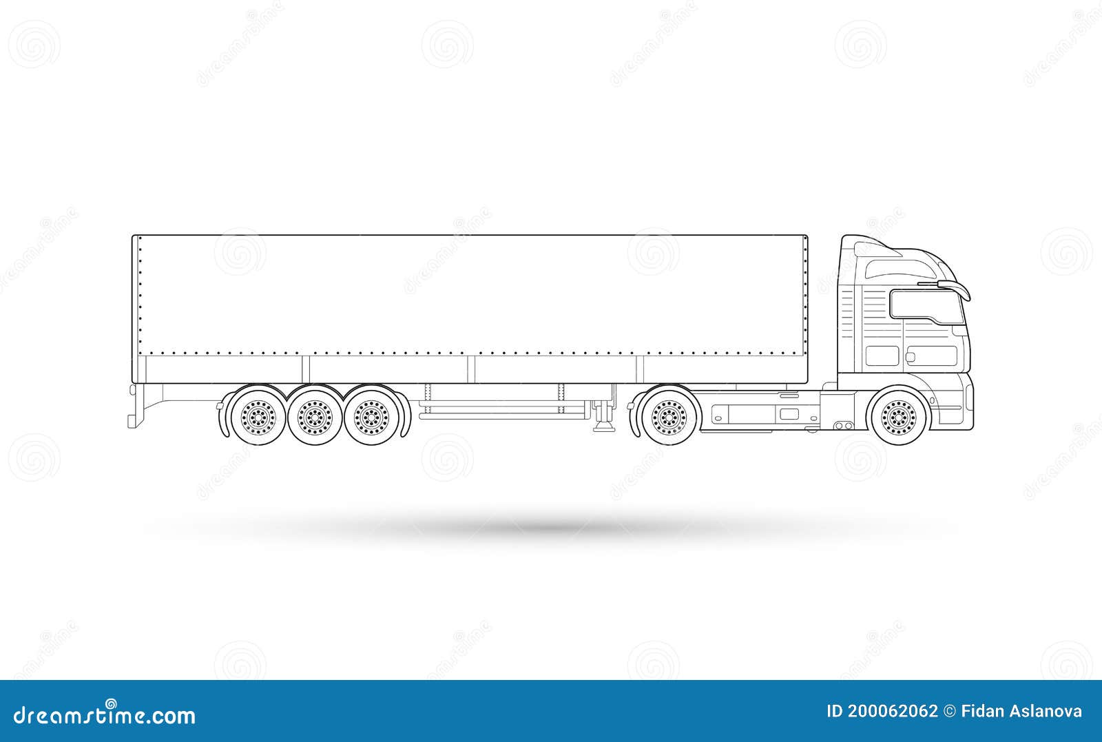 Tractor Trailer Icon. Isolated Technical Drawing Stock Vector ...