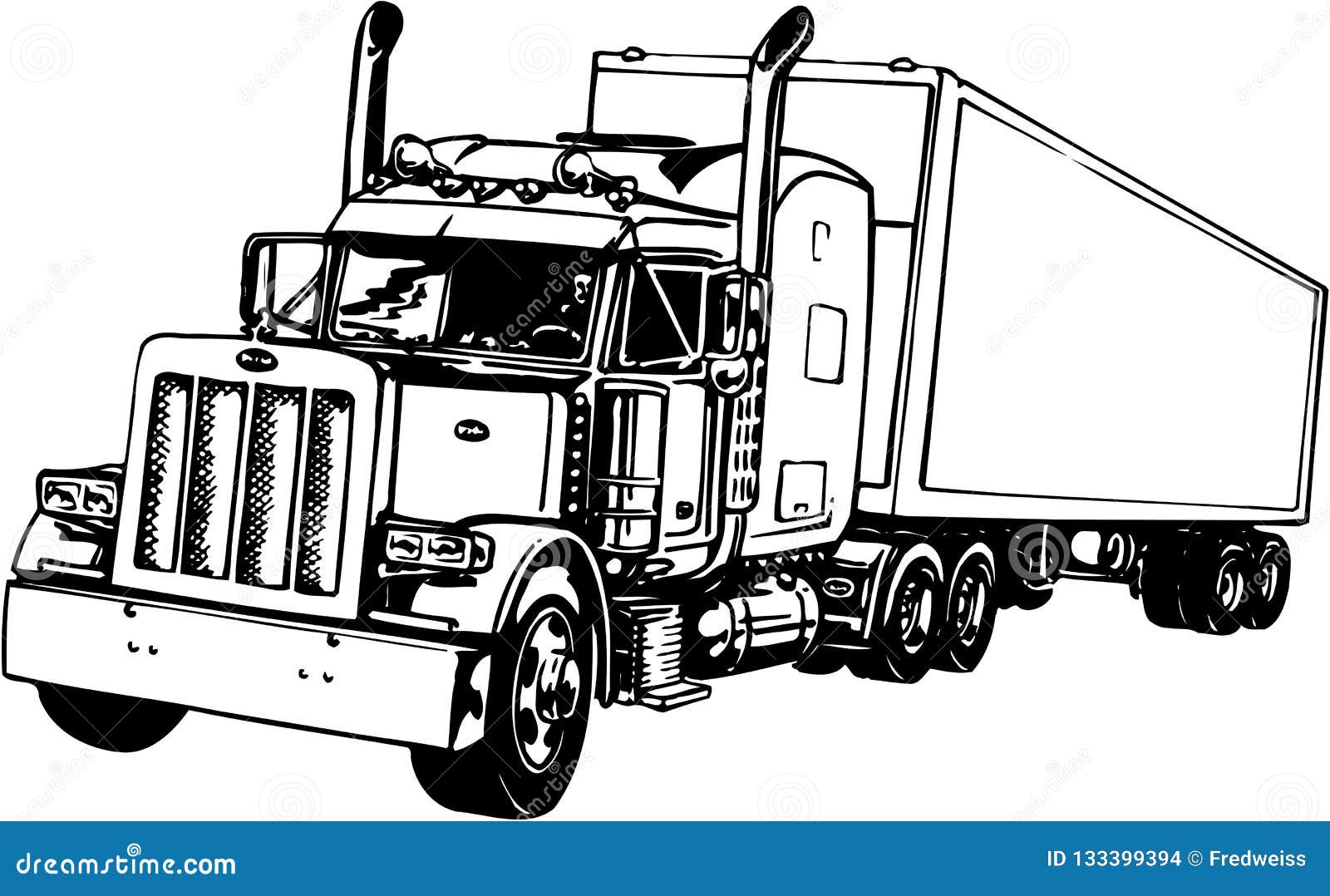Tractor Trailer Illustration Stock Vector - Illustration of transport ...