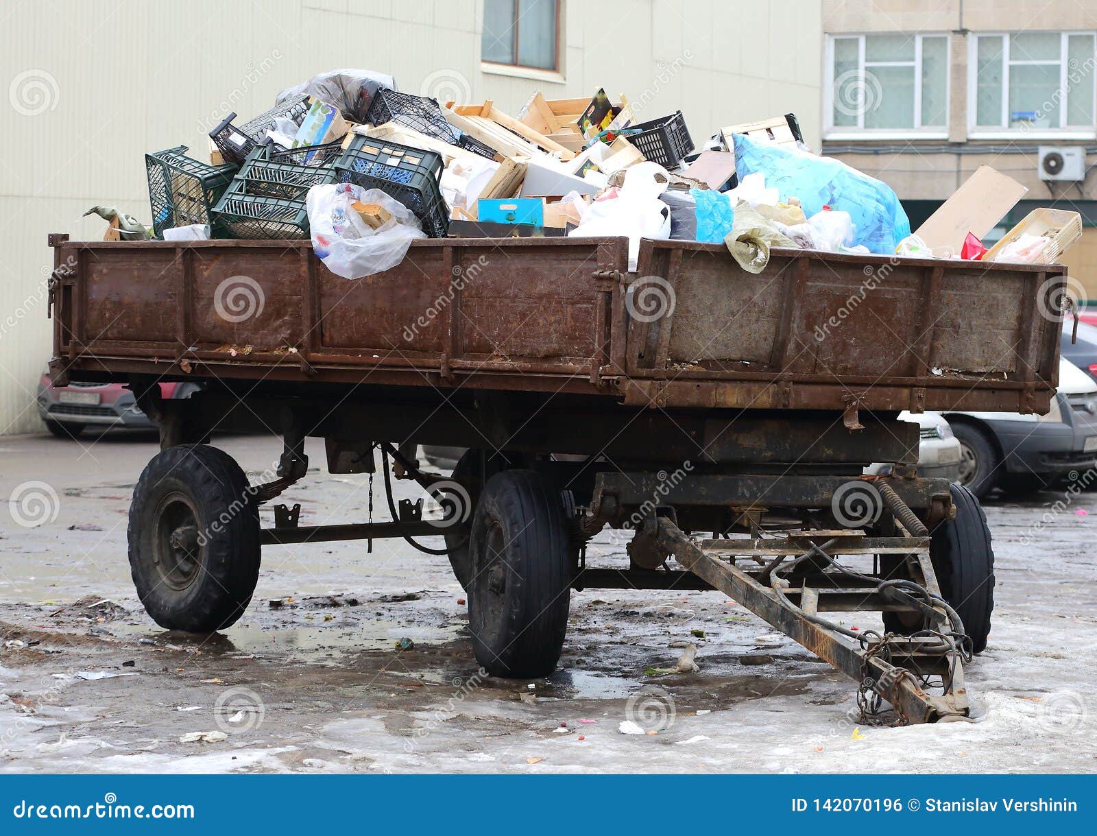 Tractor Trailer Loaded with Household Garbage Stock Photo - Image of ...