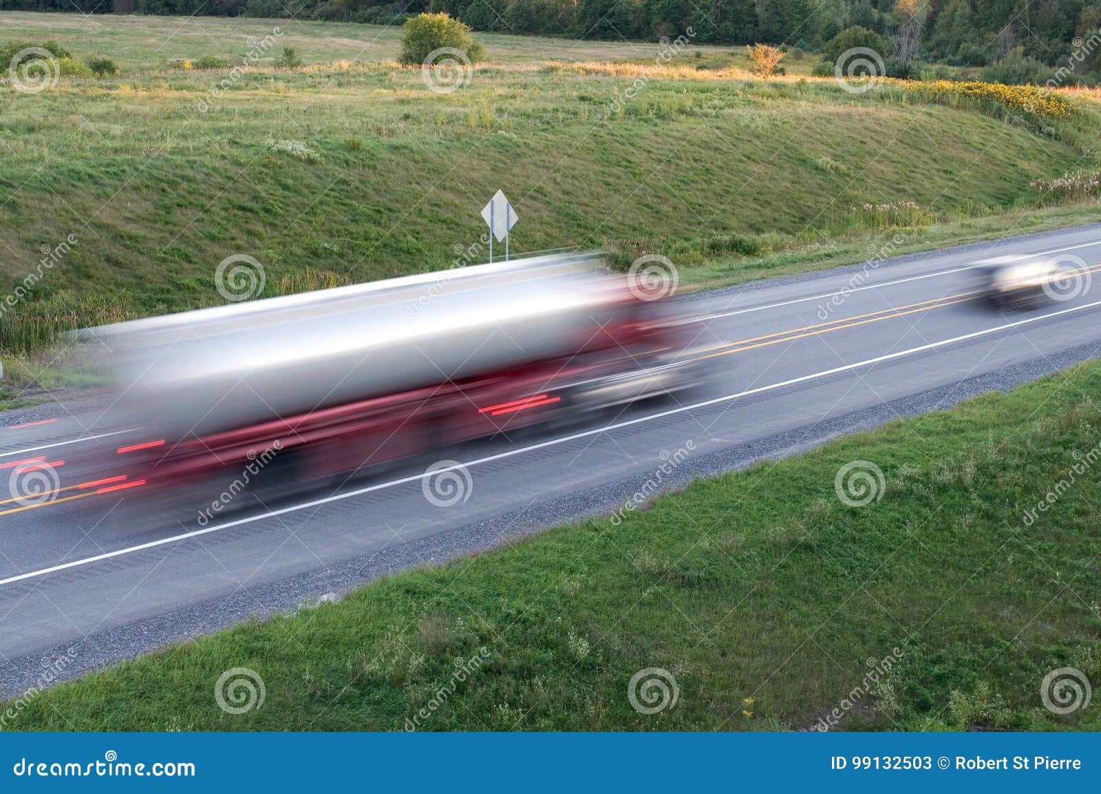 Tractor Trailer in Motion on Major Highway Stock Image - Image of ...