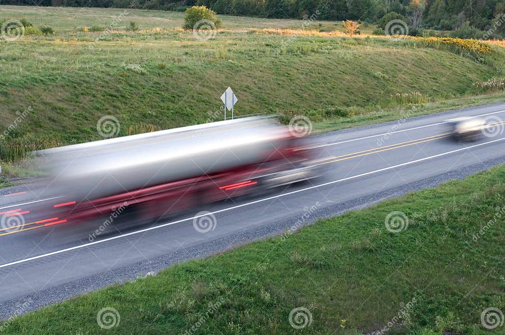 Tractor Trailer in Motion on Major Highway Stock Image - Image of ...